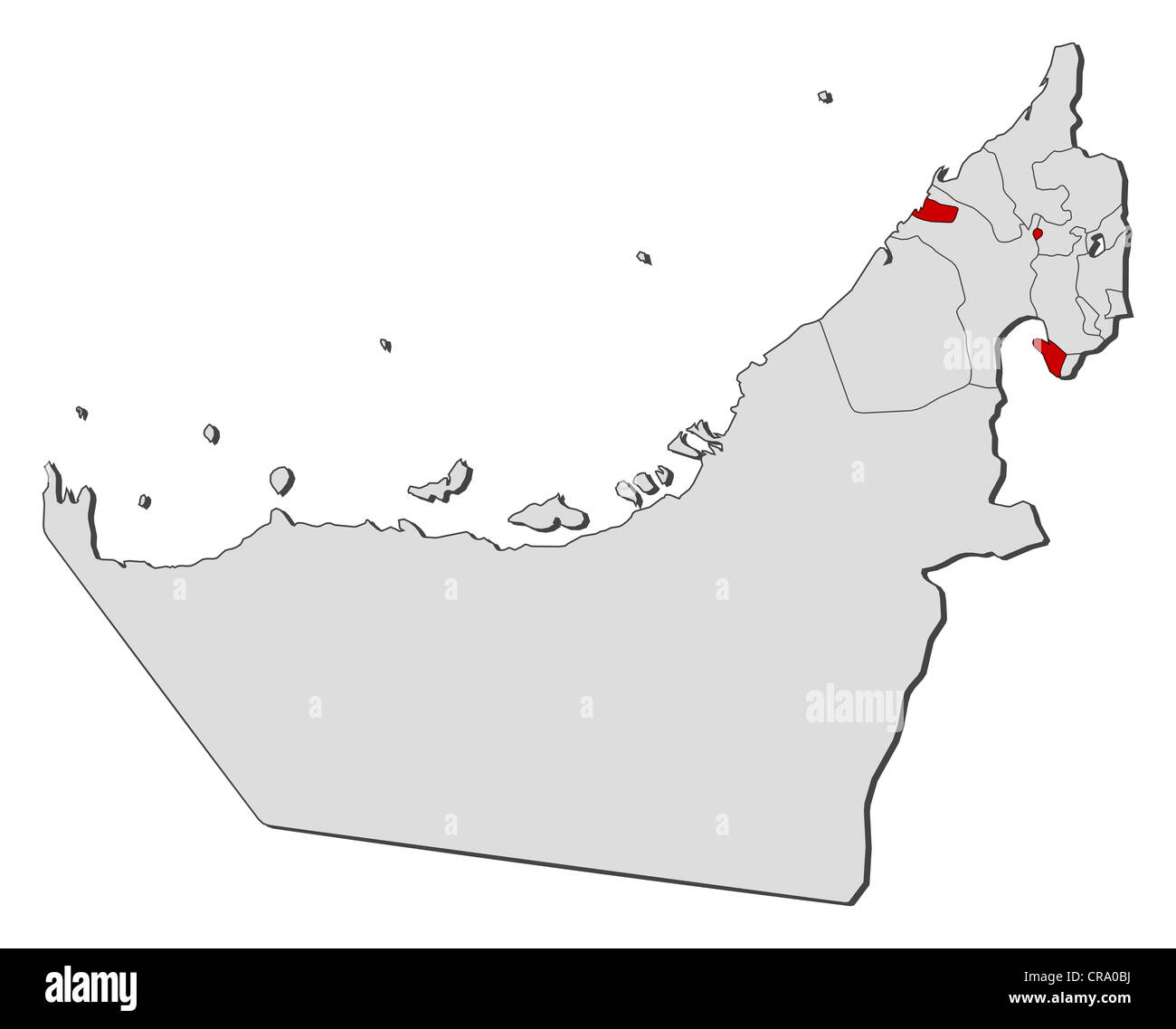 Political map of the United Arab Emirates with the several emirates ...