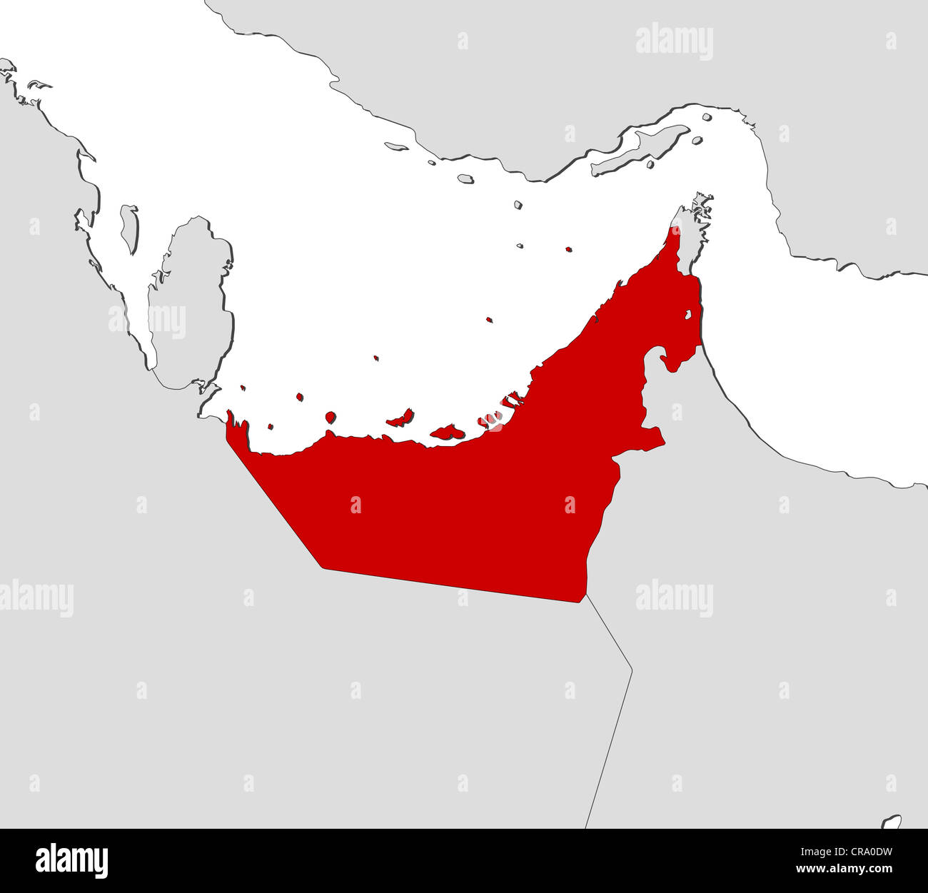 Political map of the United Arab Emirates with the several emerats ...