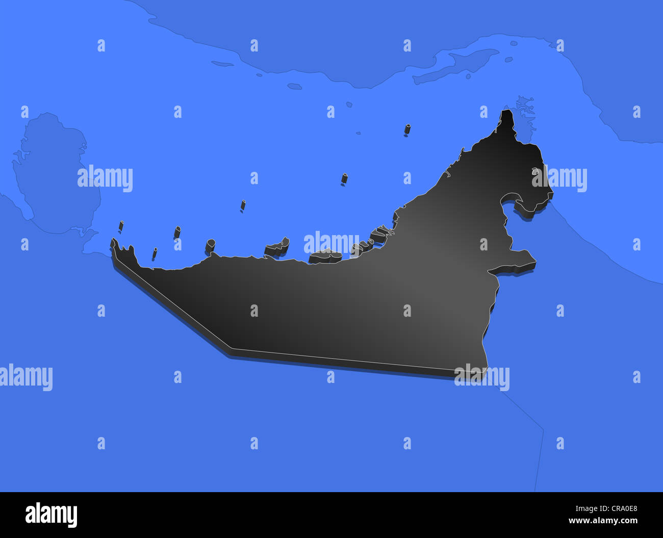 Political map of the United Arab Emirates with the several emerats ...