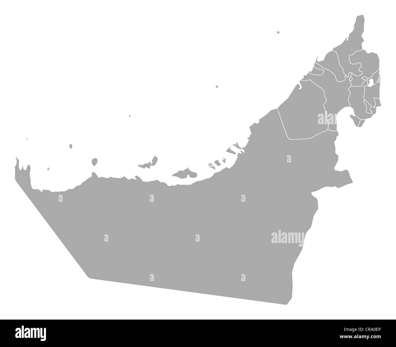Political map of the United Arab Emirates with the several emerats ...