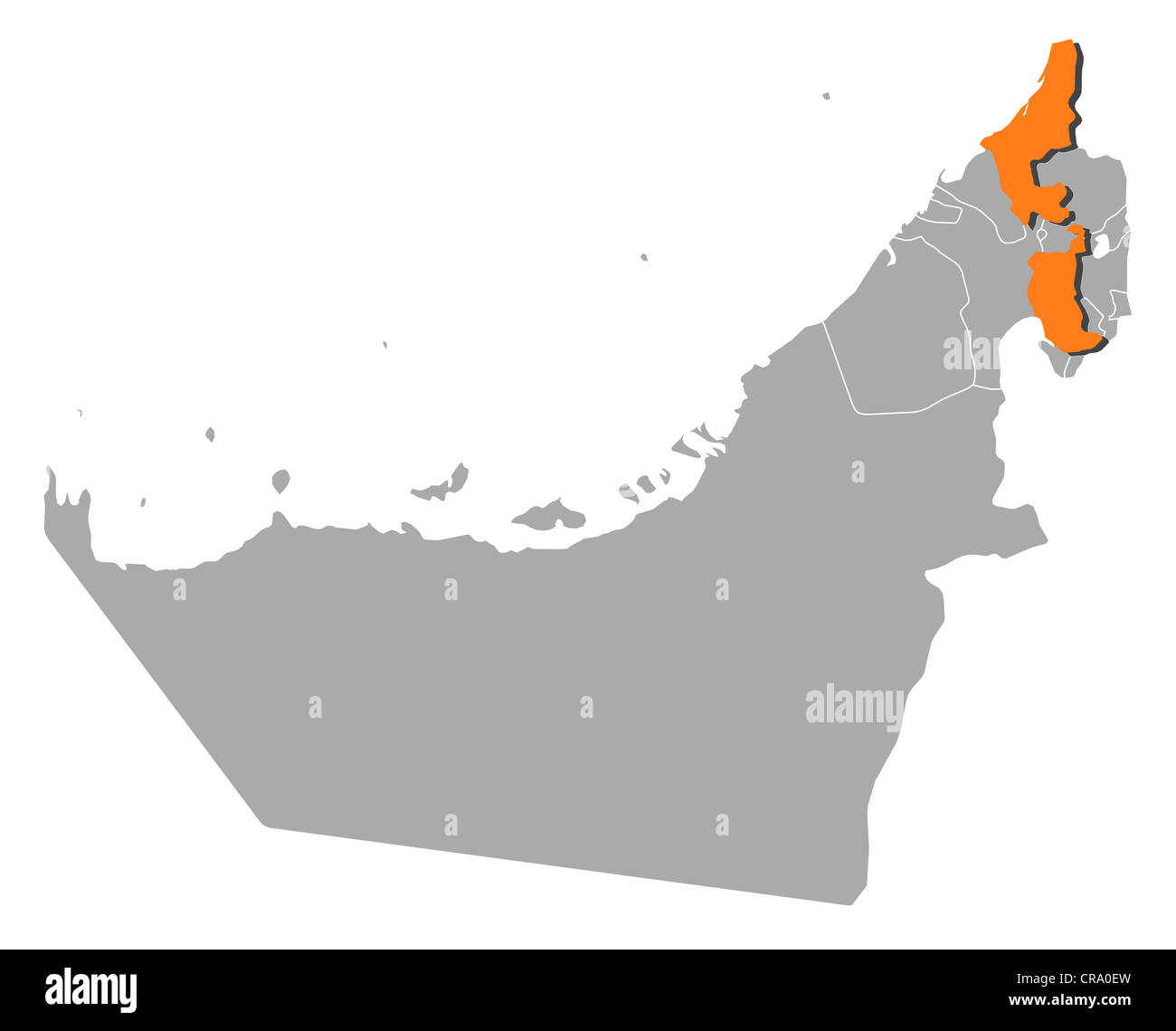 Political map of the United Arab Emirates with the several emirates ...