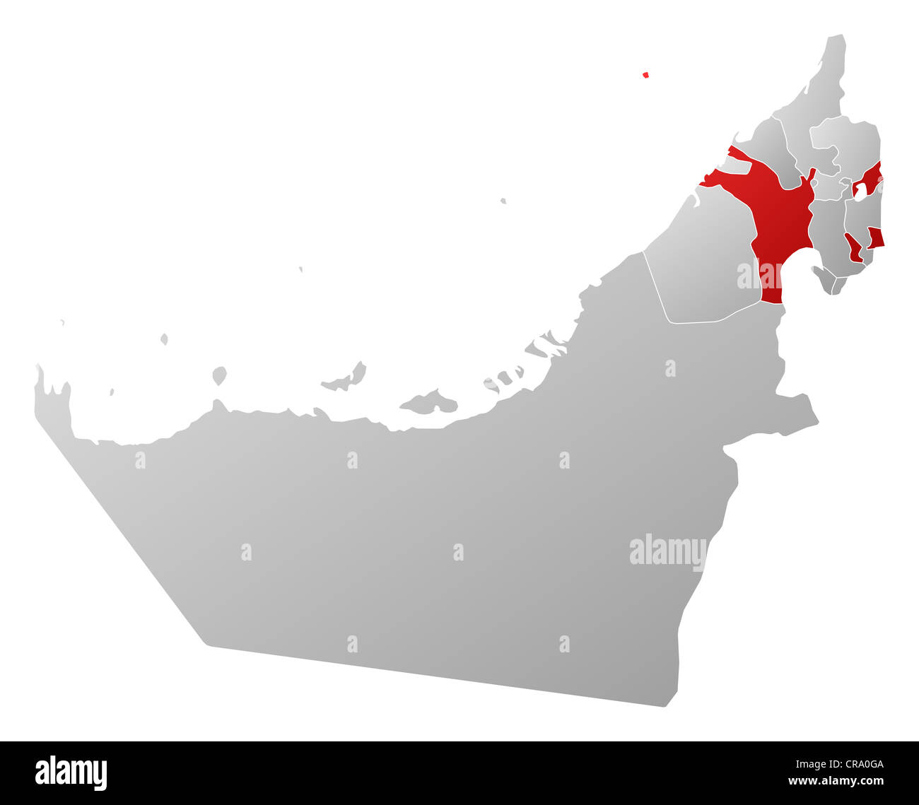 Political map of the United Arab Emirates with the several emirates ...