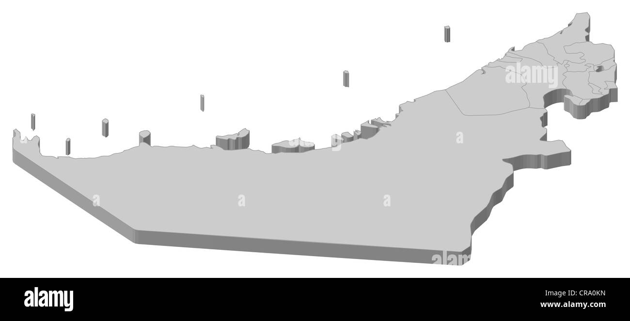 Political map of the United Arab Emirates with the several emerats ...