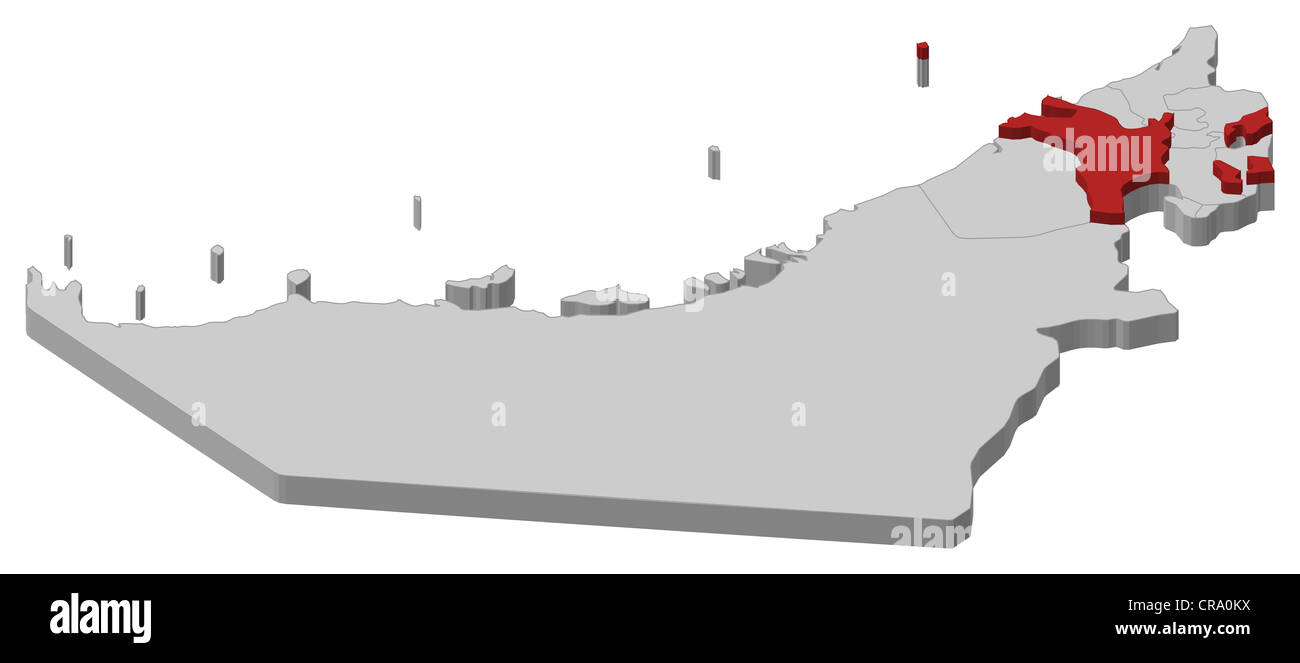 Political map of the United Arab Emirates with the several emirates ...