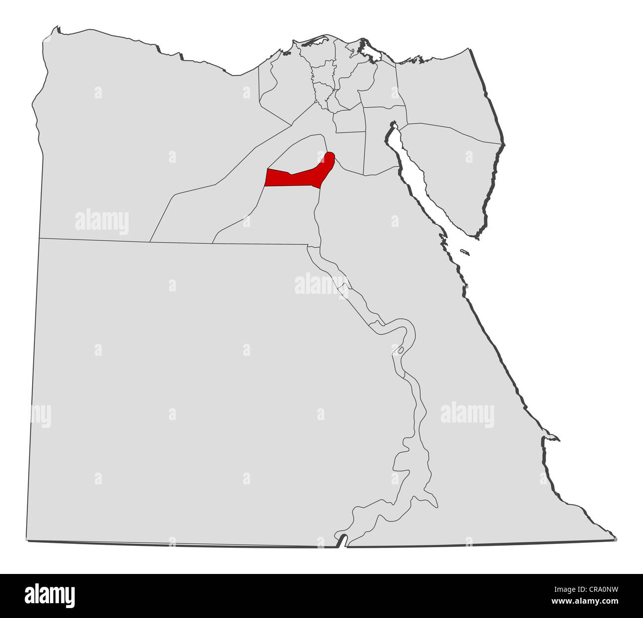 Political map of Egypt with the several governorates where Beni Suef is ...