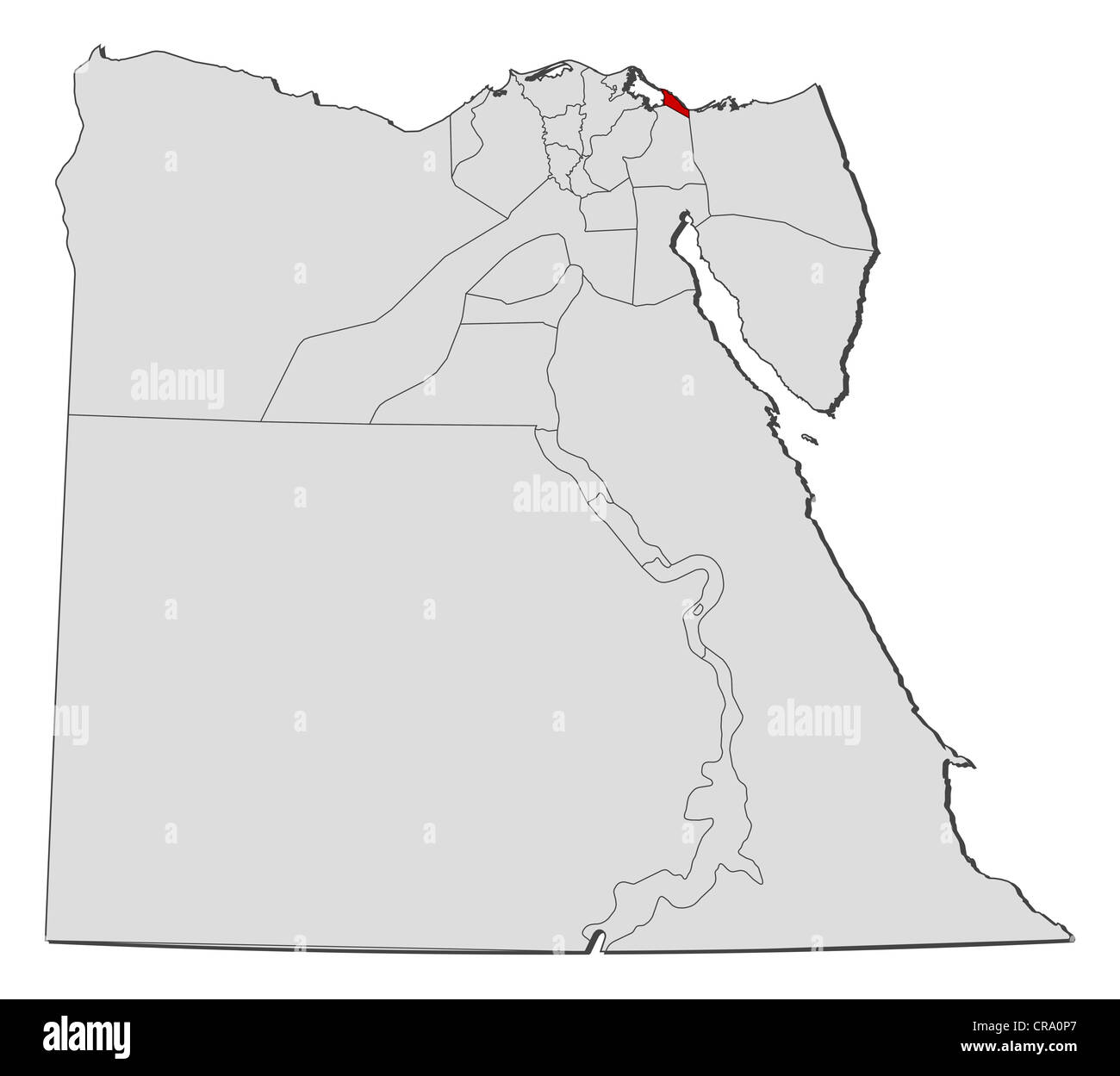 Political map of Egypt with the several governorates where Port Said is ...
