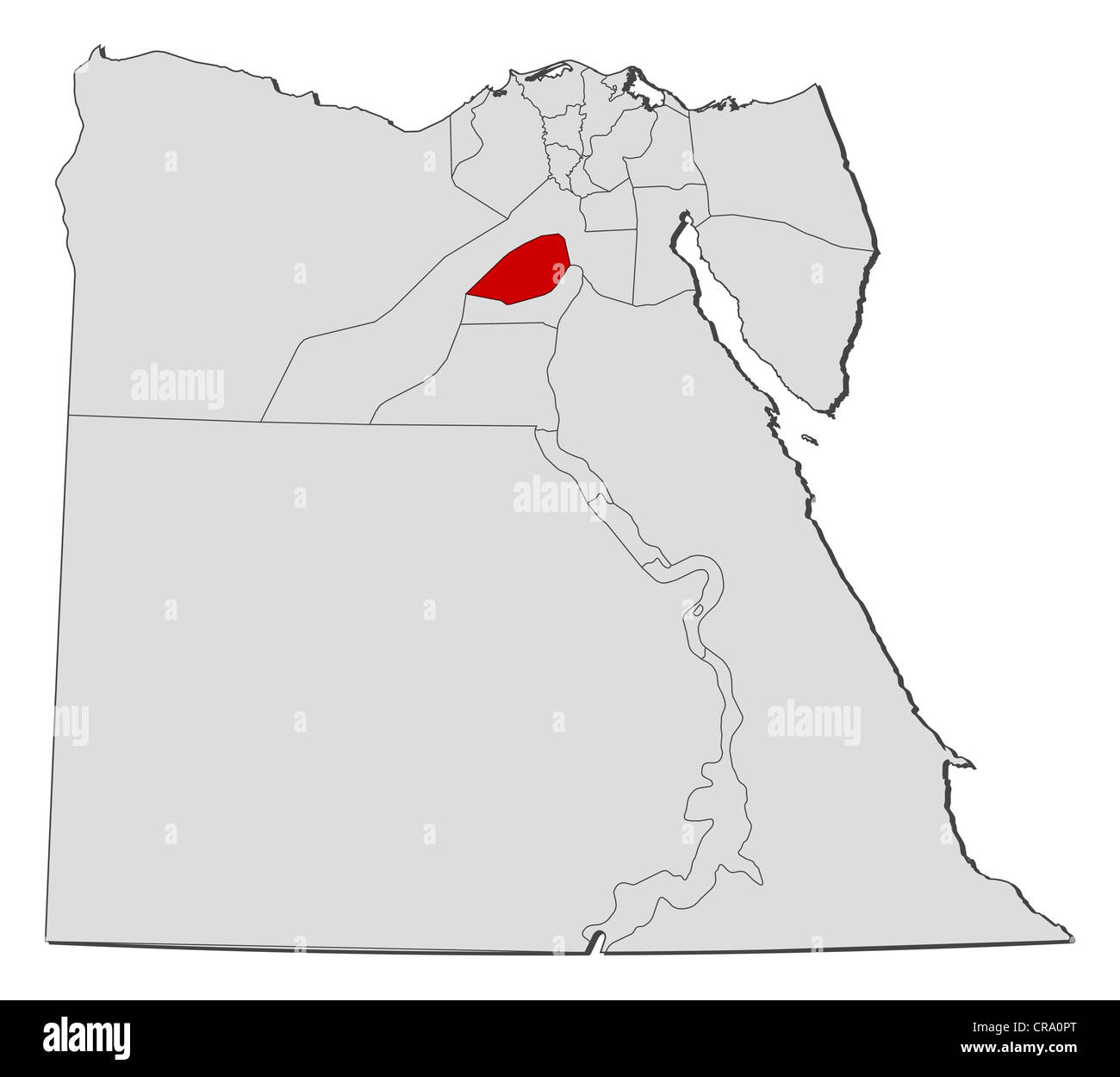 Political map of Egypt with the several governorates where Faiyum is ...