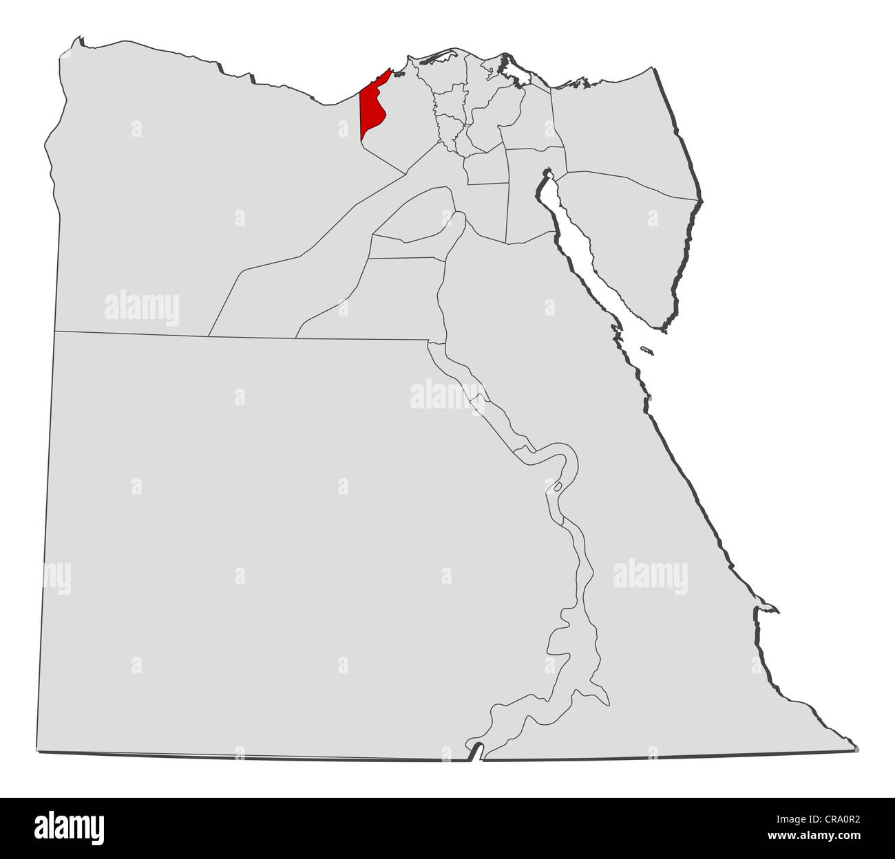 Political map of Egypt with the several governorates where Alexandria ...