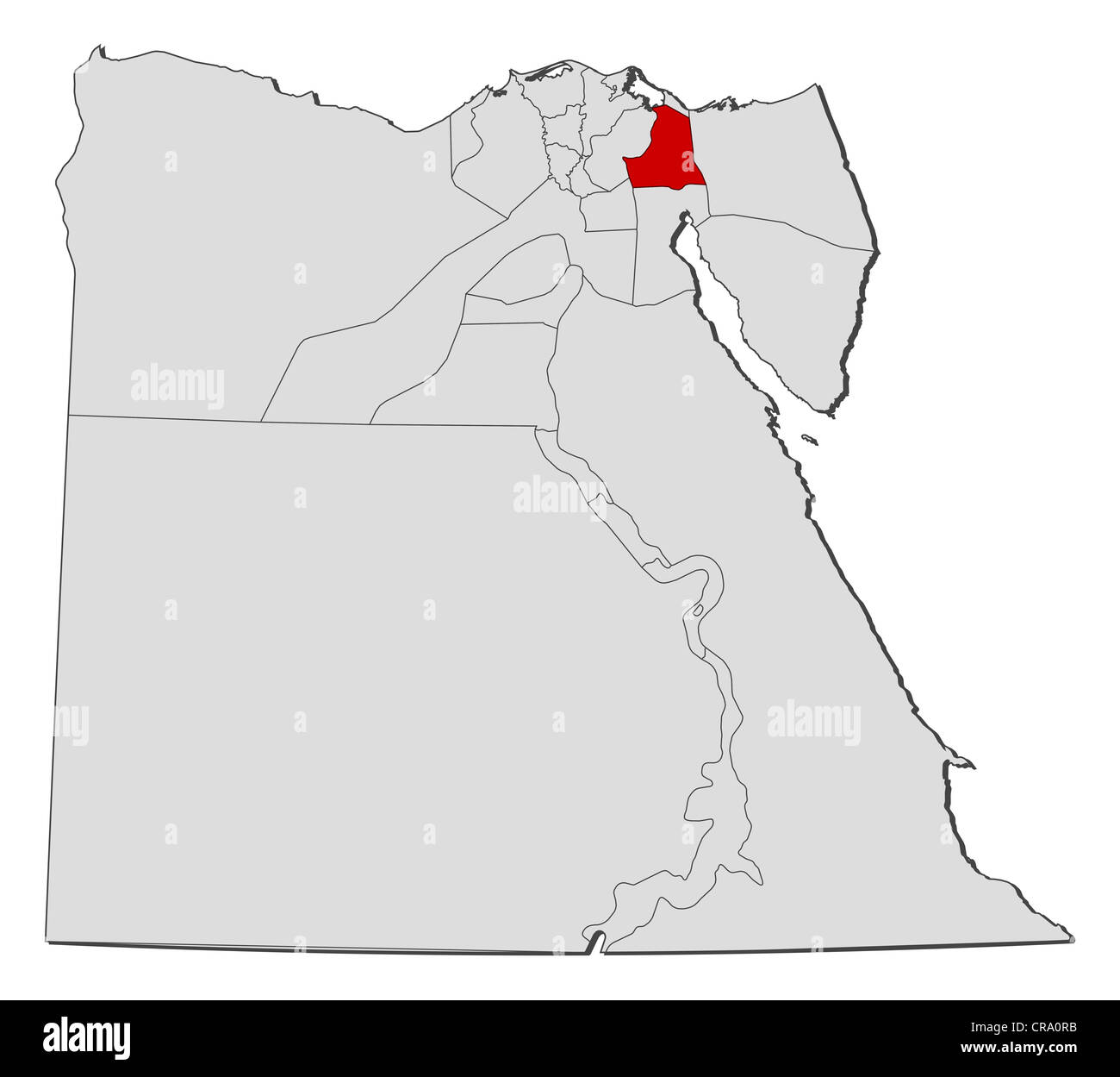 Political map of Egypt with the several governorates where Ismailia is ...