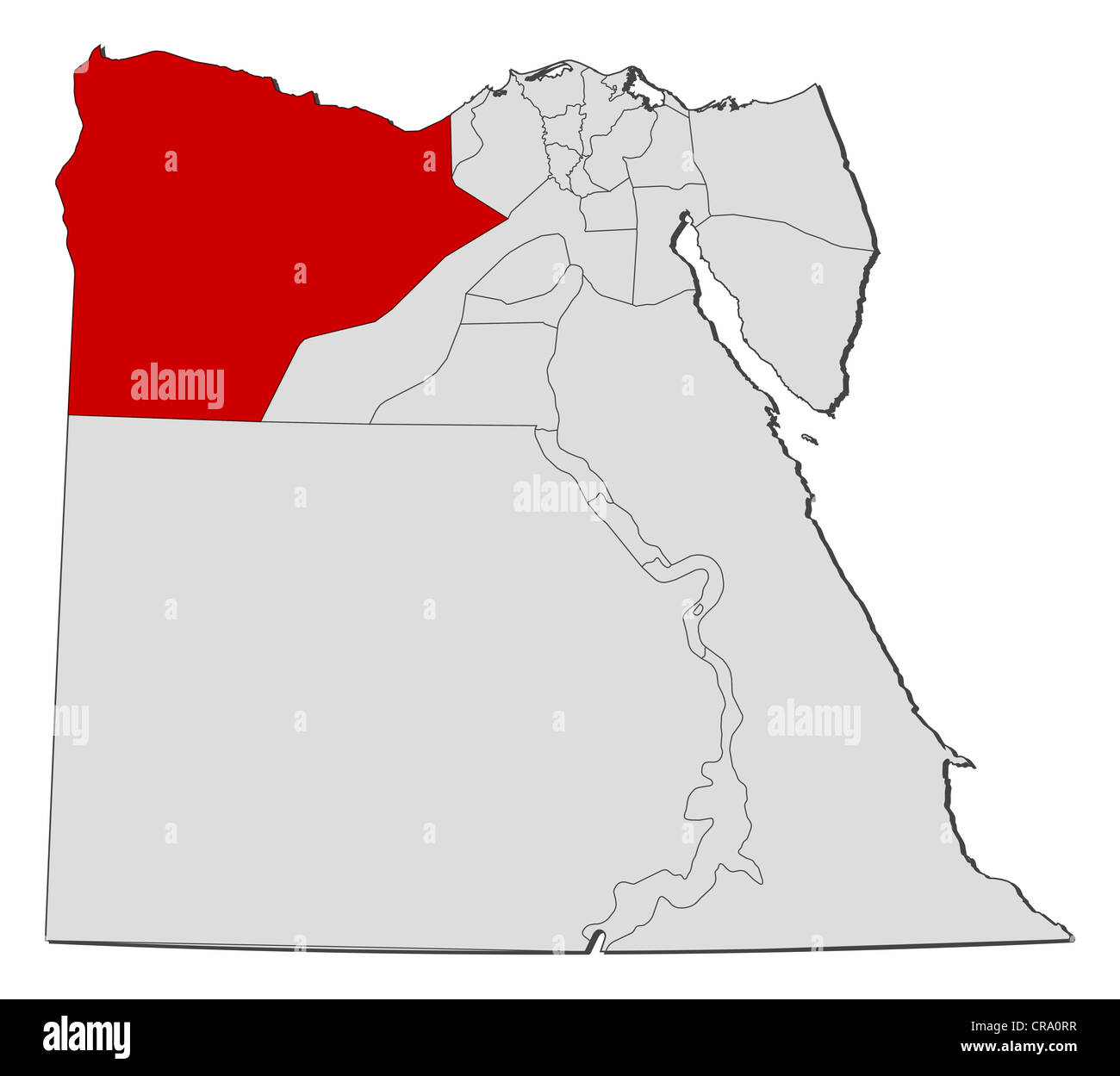 Political map of Egypt with the several governorates where Matrouh is ...