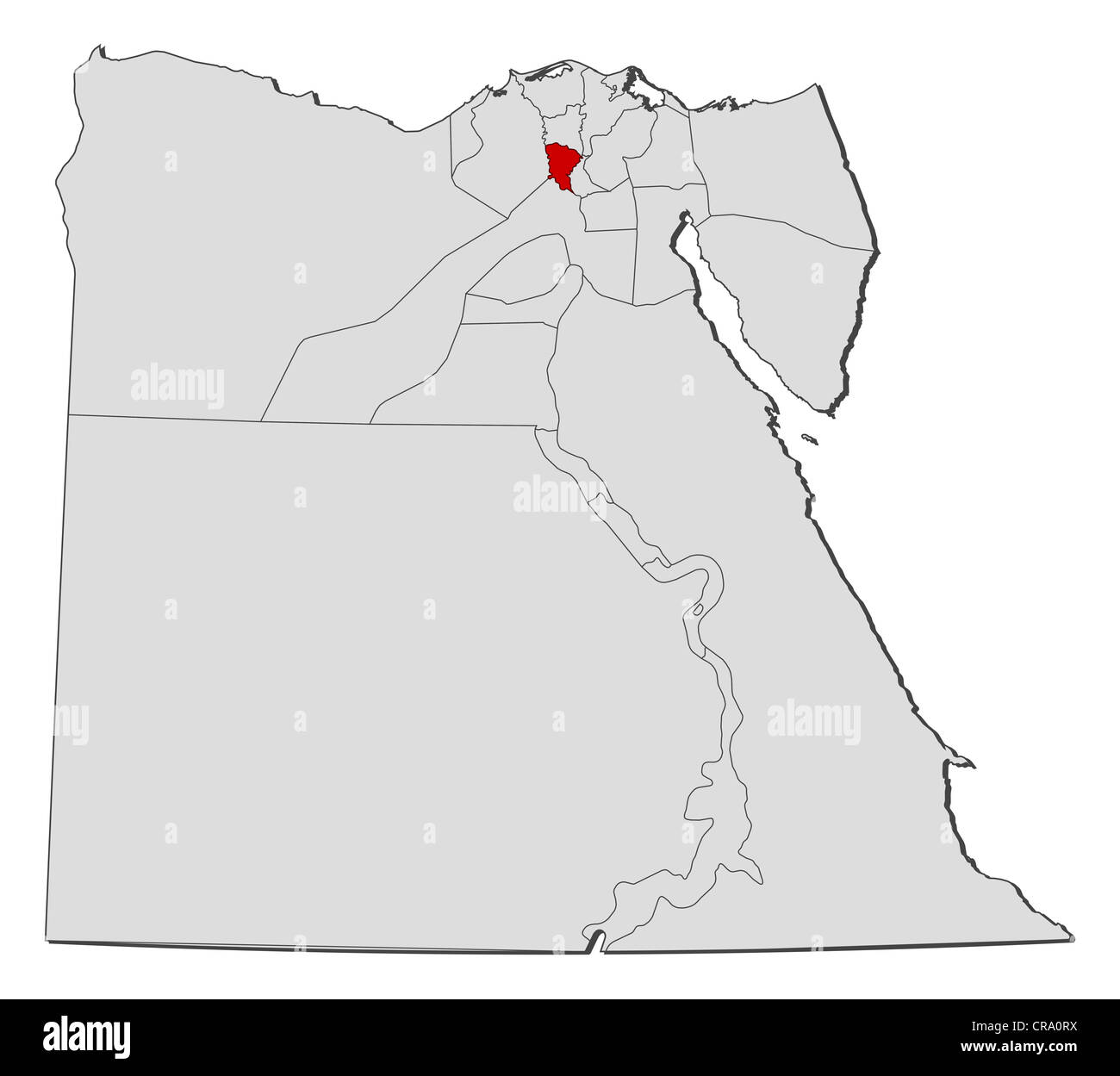 Political map of Egypt with the several governorates where Monufia is ...