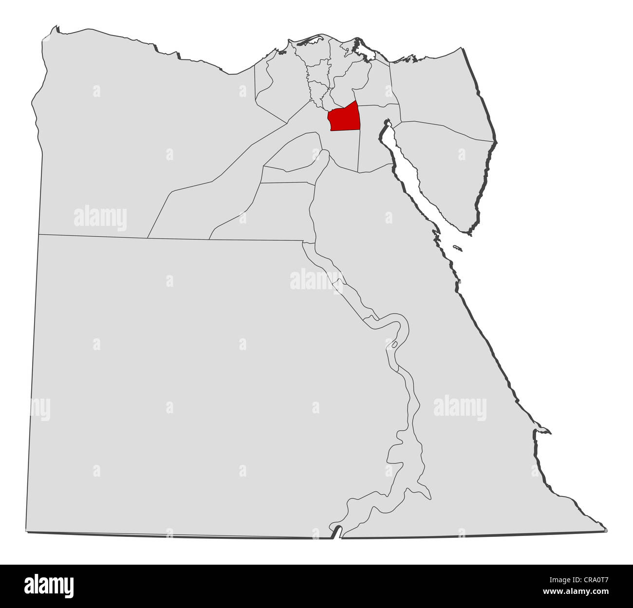 Political map of Egypt with the several governorates where Cairo is ...