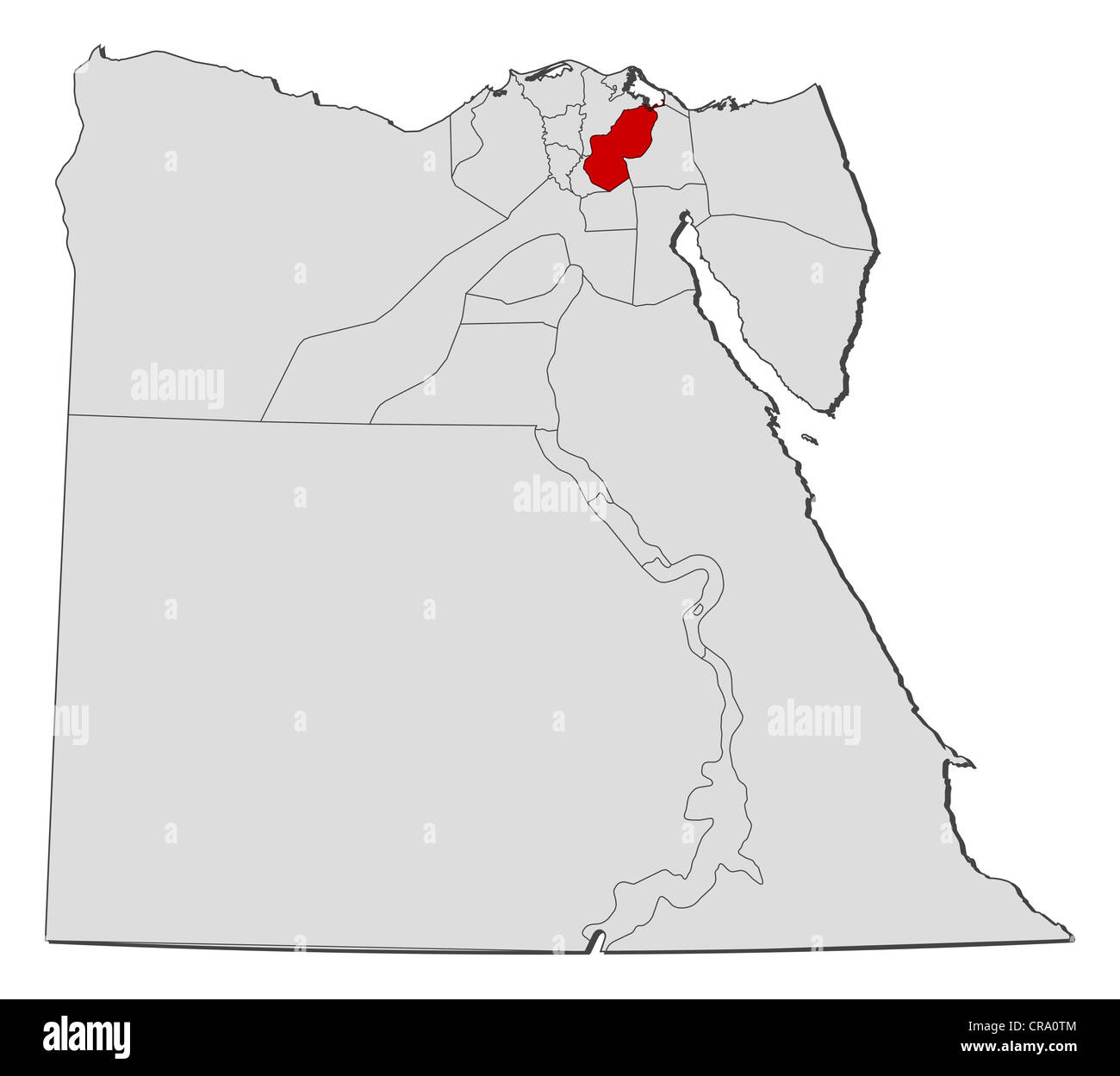Political map of Egypt with the several governorates where Sharqia is ...