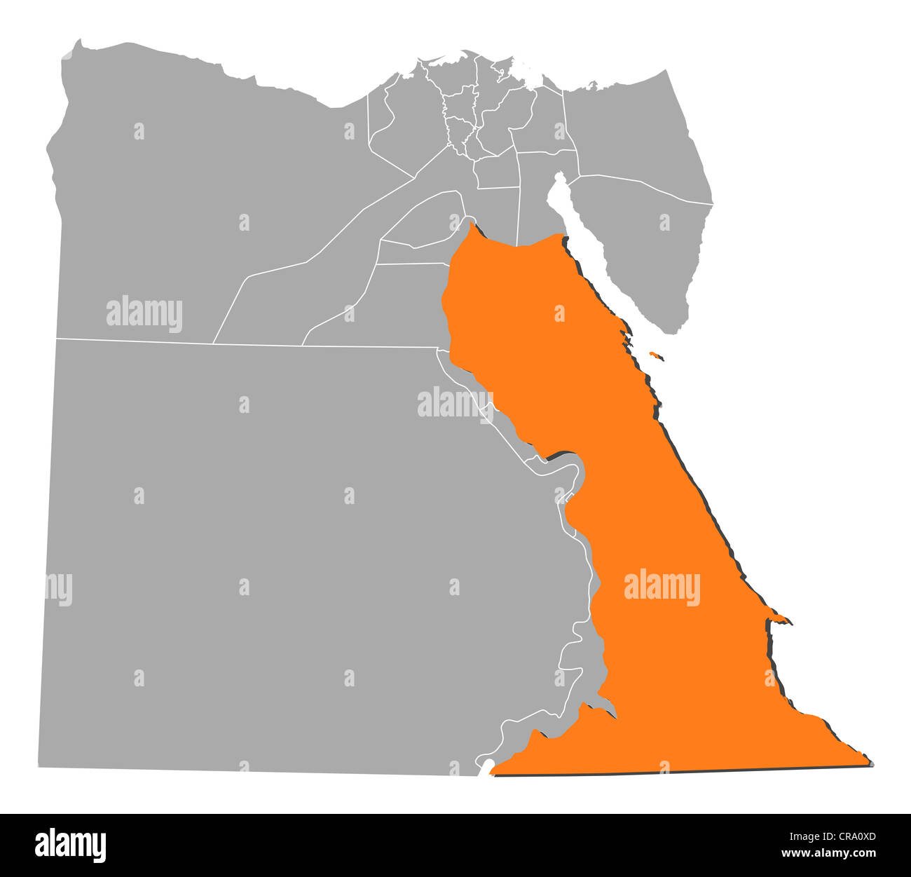Political map of Egypt with the several governorates where Red Sea is ...