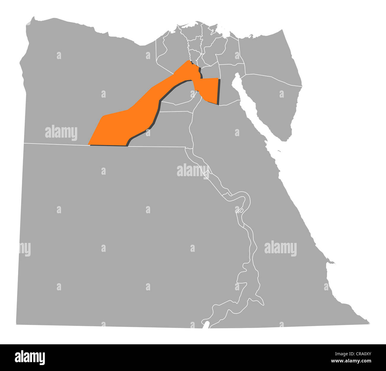 Political map of Egypt with the several governorates where Giza is ...