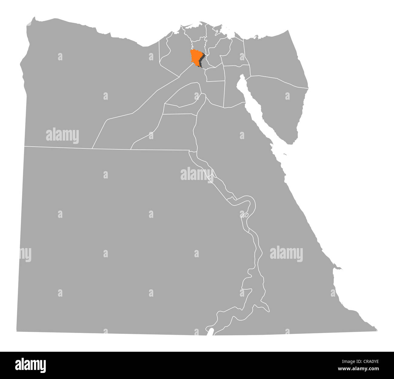 Political map of Egypt with the several governorates where Monufia is ...