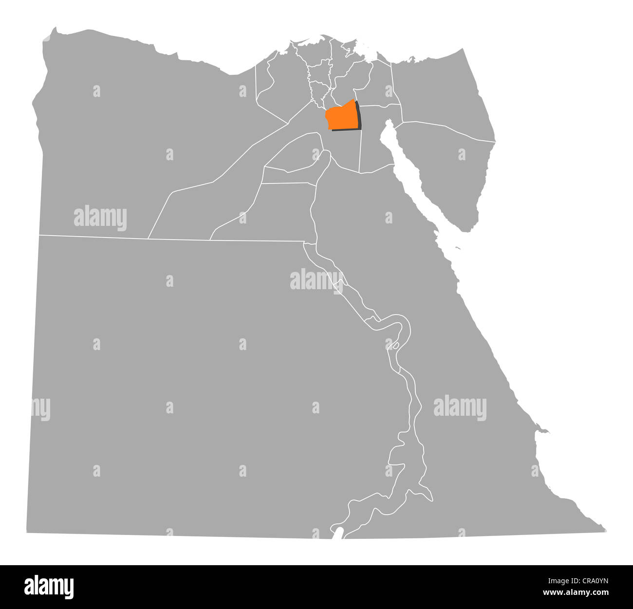 Political map of Egypt with the several governorates where Cairo is ...