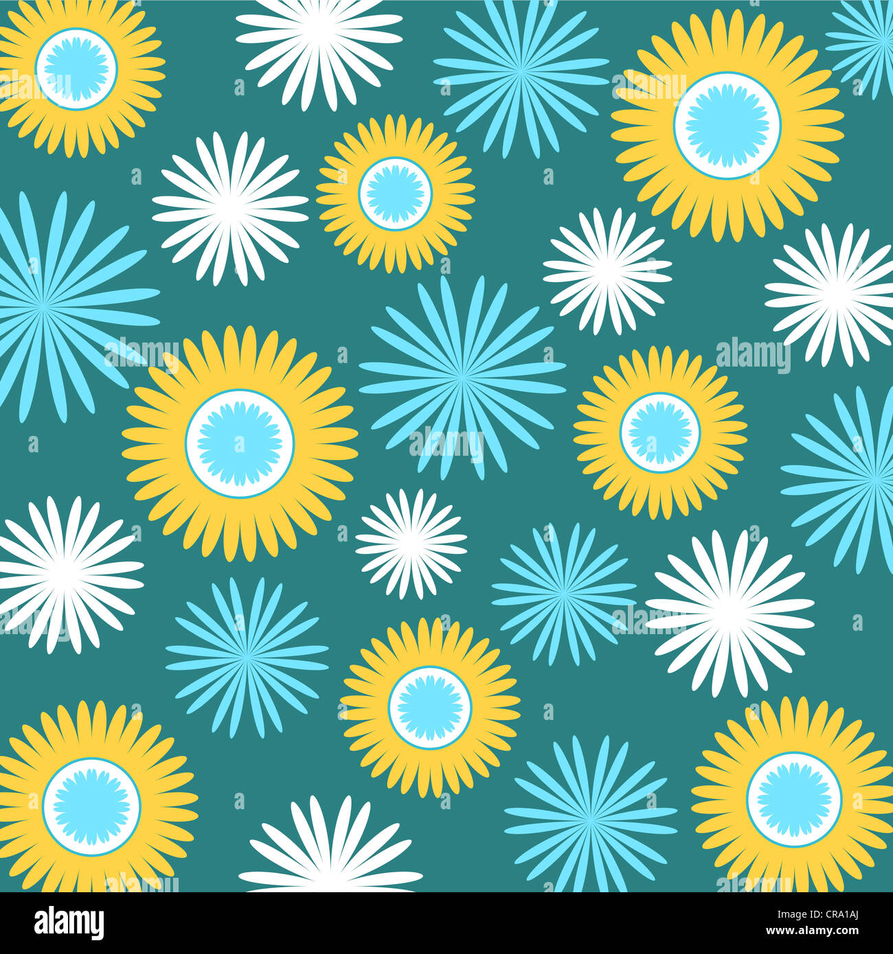 Floral pattern in blue, yellow and white Stock Photo - Alamy