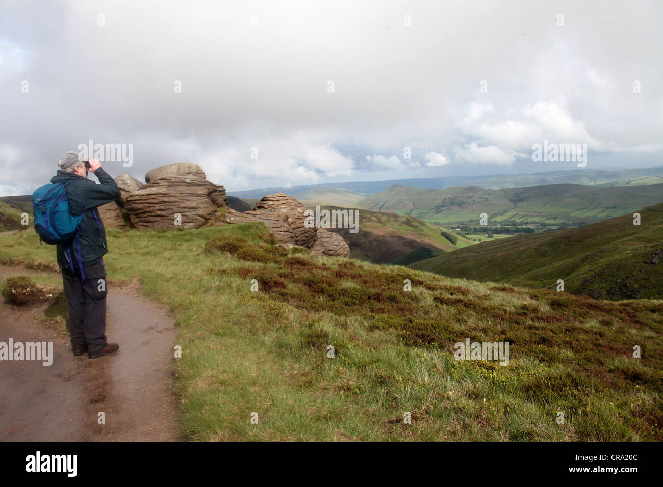 Kinder Scout Plateau in the Peak District National Park looking to the ...