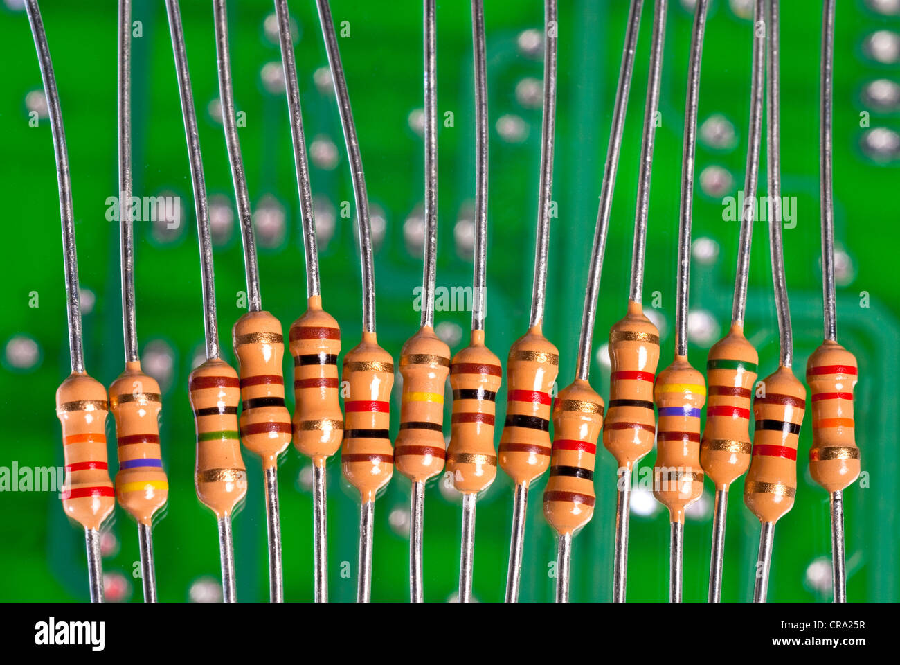 Resistors of different resistance all in a line close up Stock Photo ...