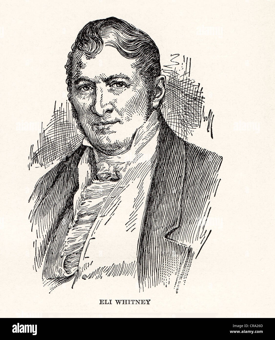 Vintage engraving of Eli Whitney, 1765 - 1825, American inventor Stock ...
