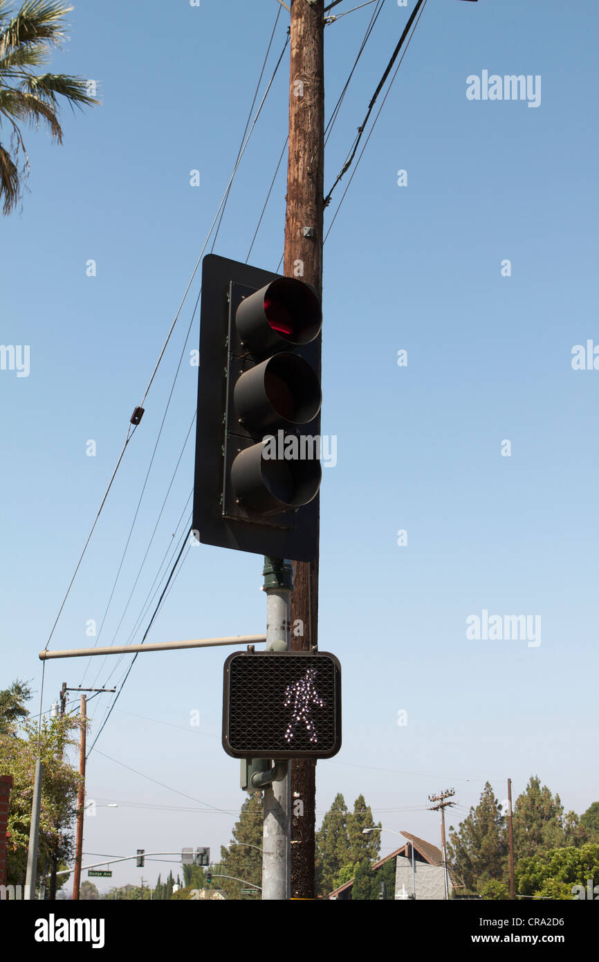 American pedestrian crosswalk sign at traffic light Stock Photo - Alamy