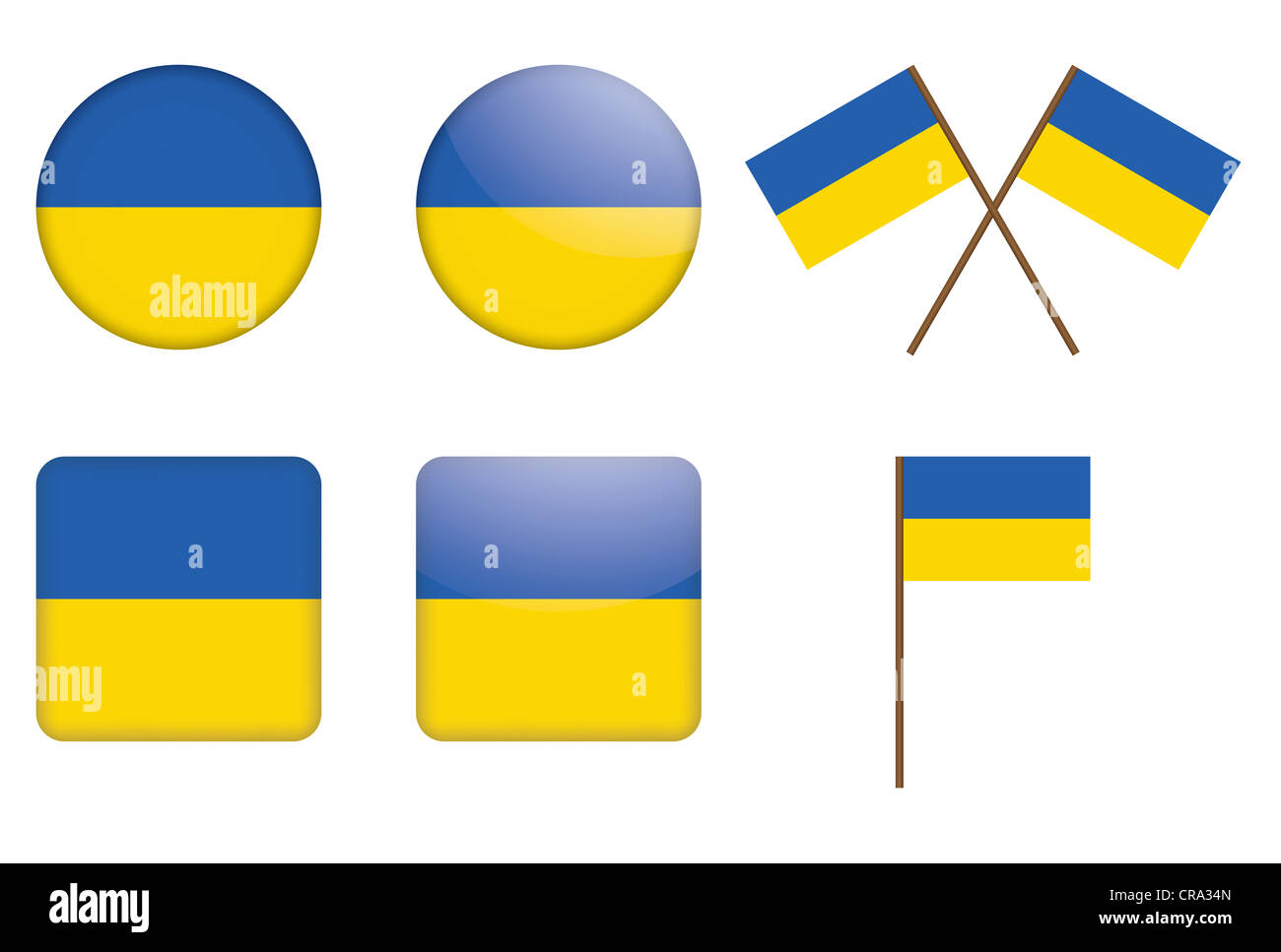 Ukraine flag glossy button hi-res stock photography and images - Alamy