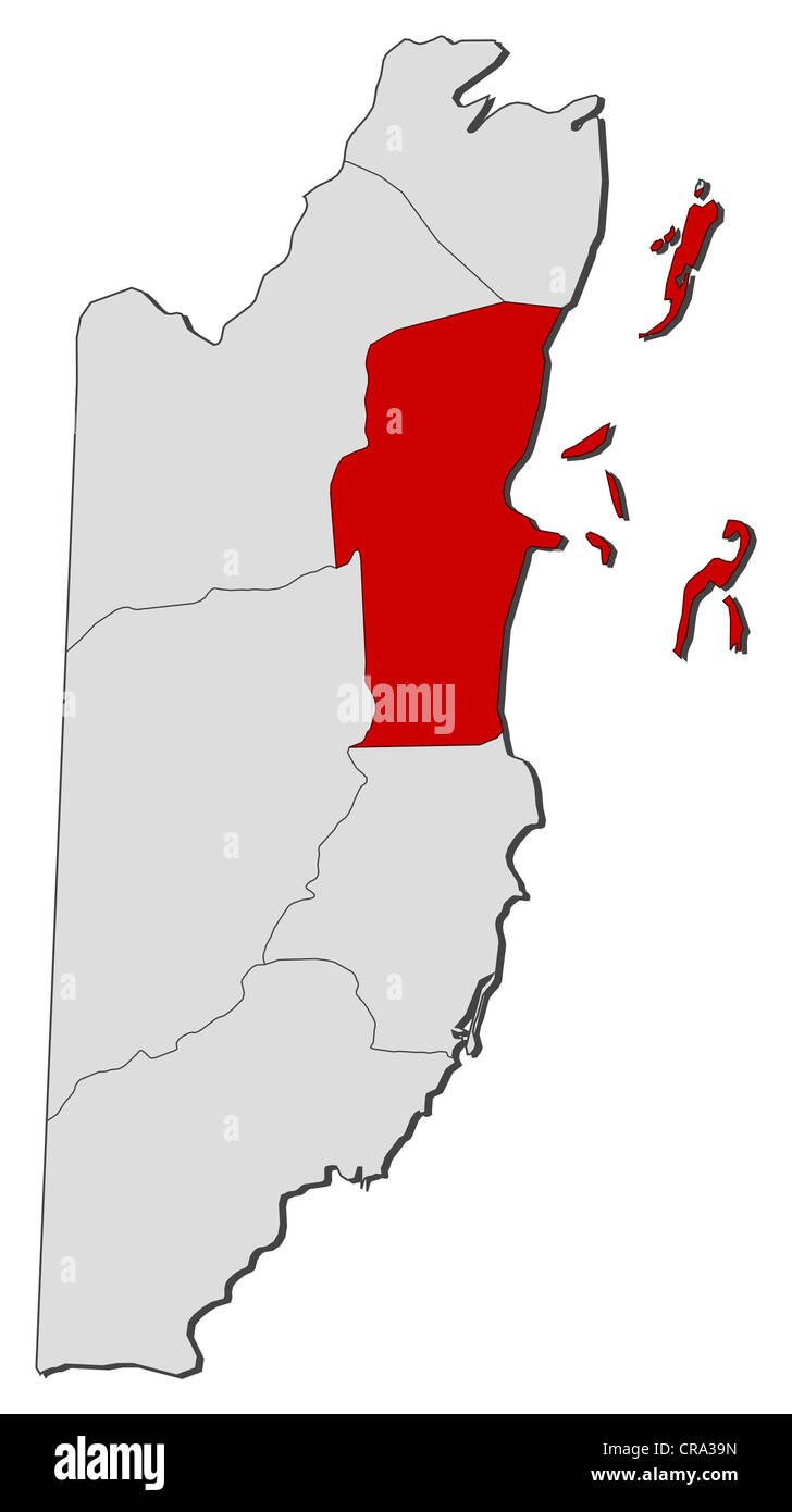 Political map belize several provinces hi-res stock photography and ...