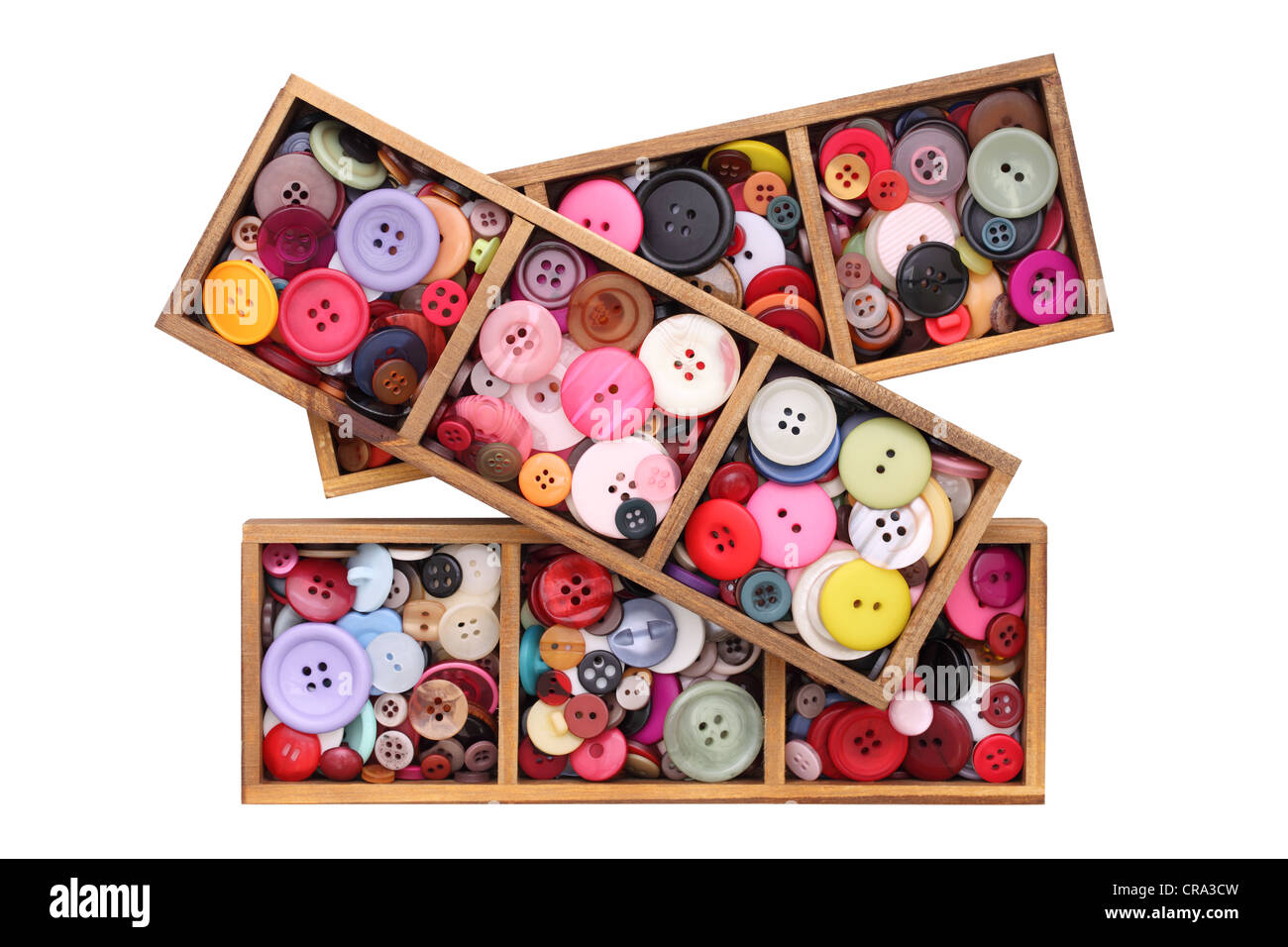 colorful buttons in wooden box Stock Photo - Alamy