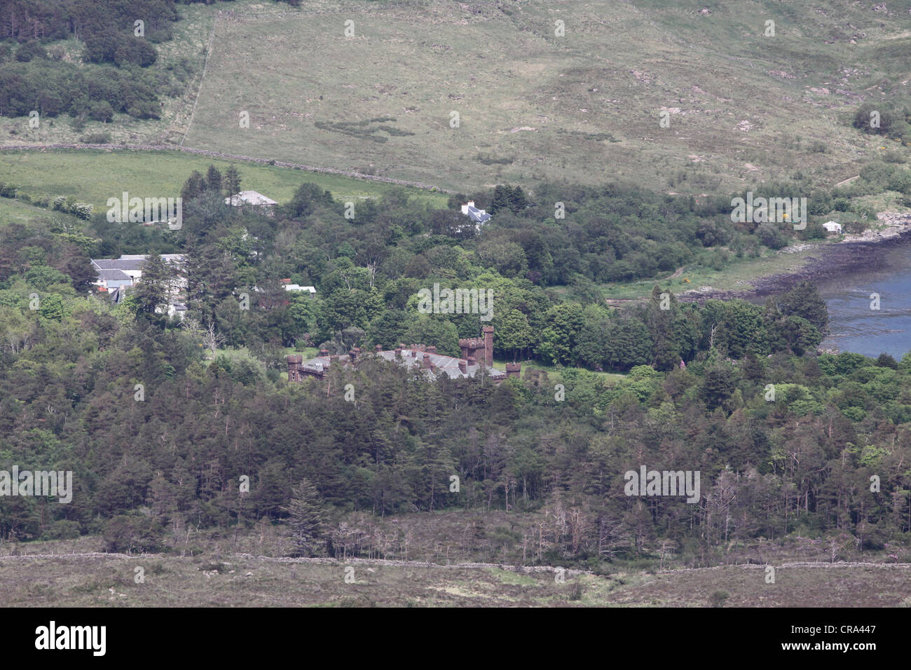 Elevated view of Kinloch Castle Isle of Rum Scotland June 2012 Stock ...