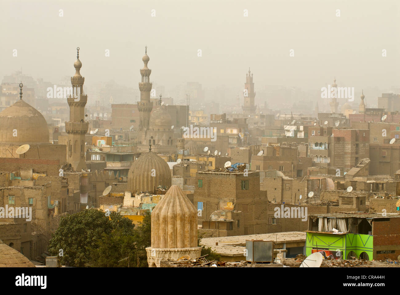 Historic city centre of Cairo covered with smog, Egypt, Africa Stock ...