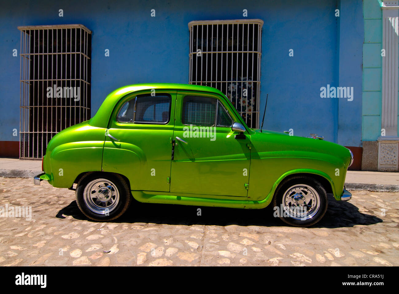 Revamped vintage car in the center of Trinidad, Cuba, Caribbean Stock ...