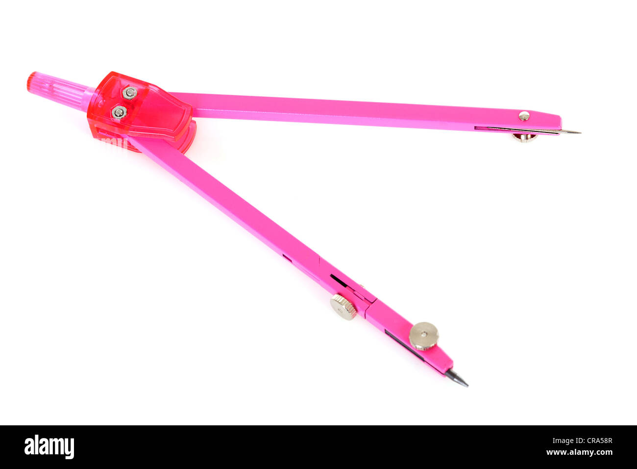 Pink drawing compass isolated on white background Stock Photo - Alamy