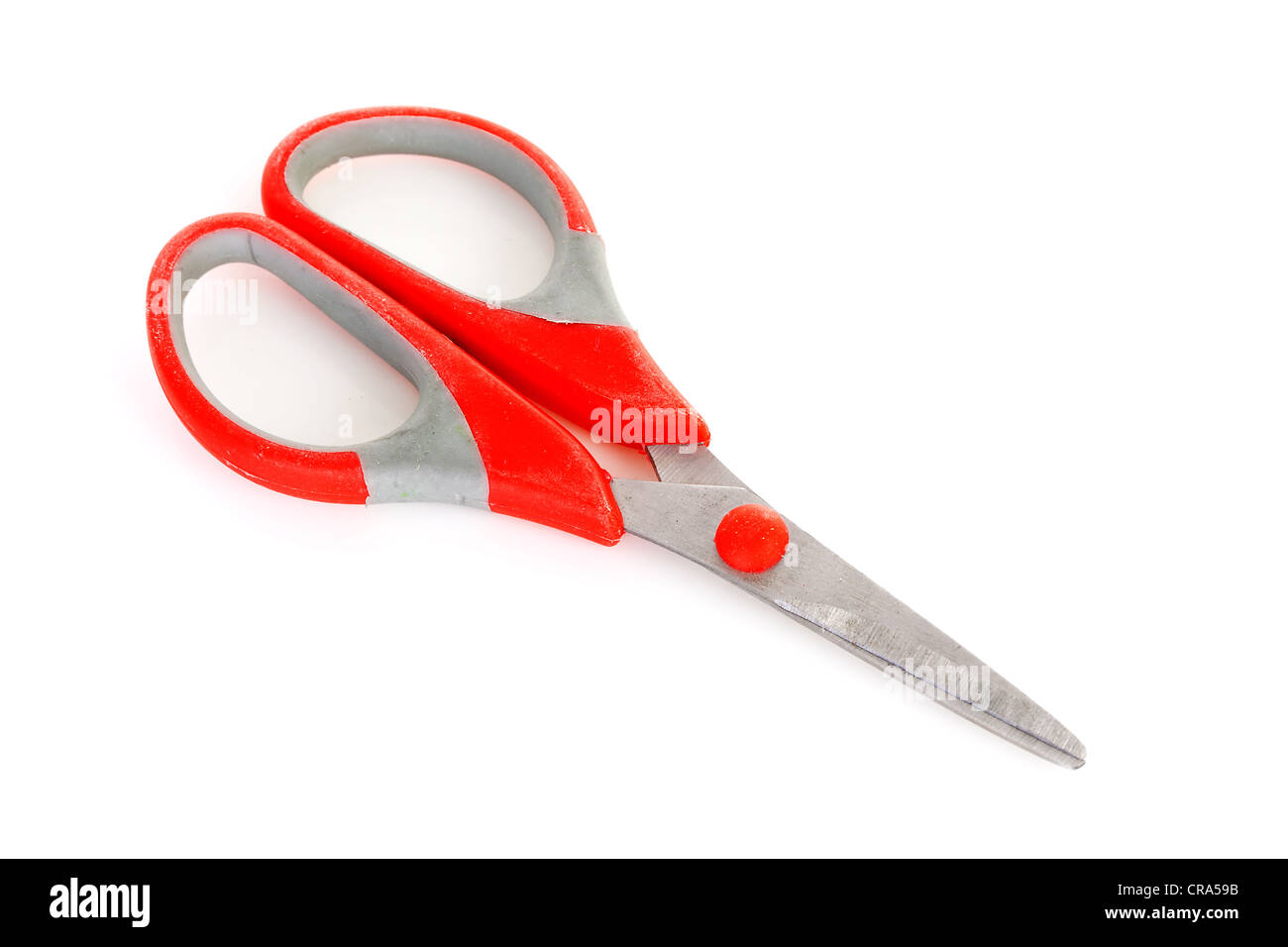 One red scissors isolated on white background Stock Photo - Alamy