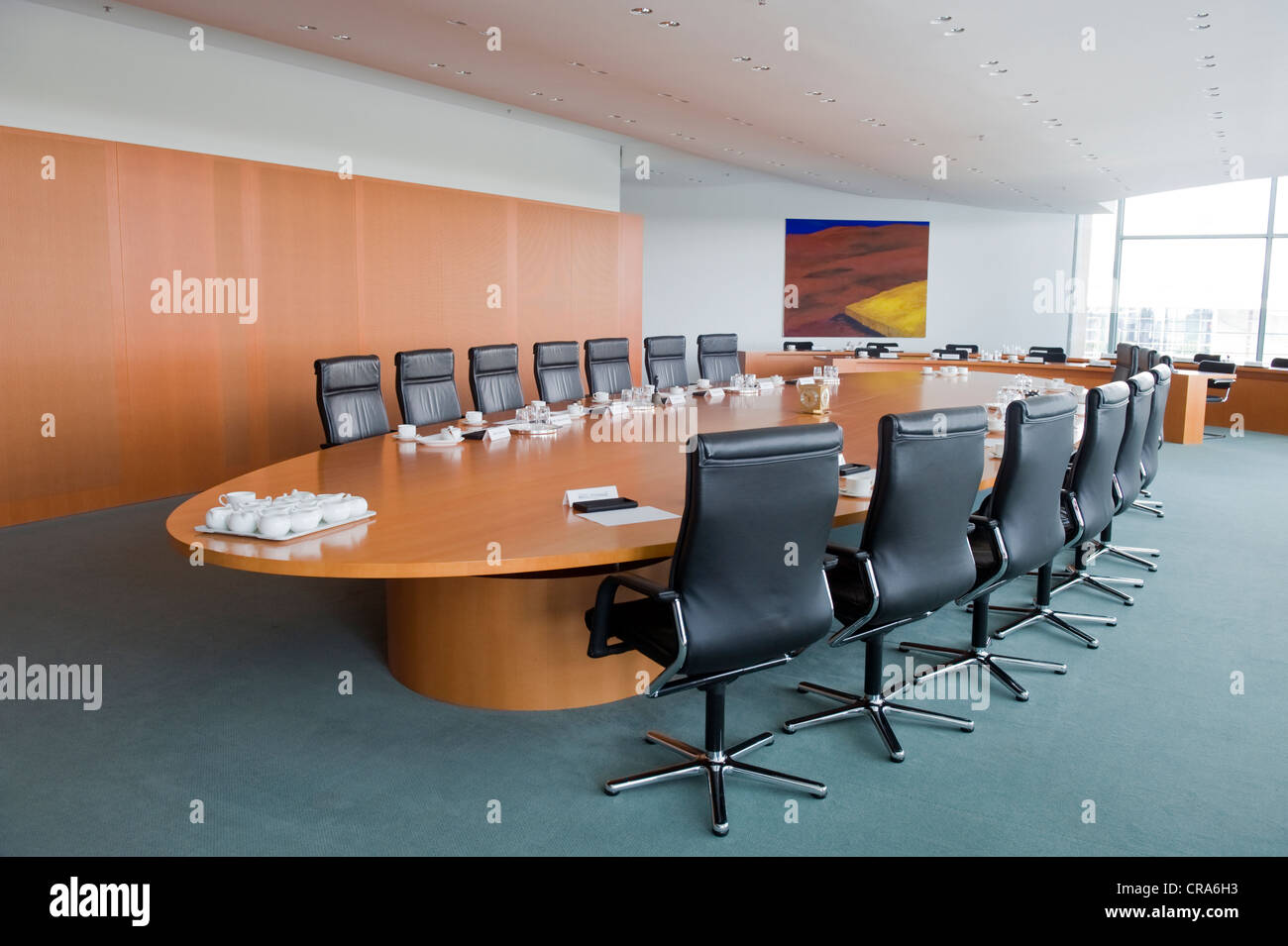 Empty cabinet table, Bundeskanzleramt Federal Chancellery, Berlin ...