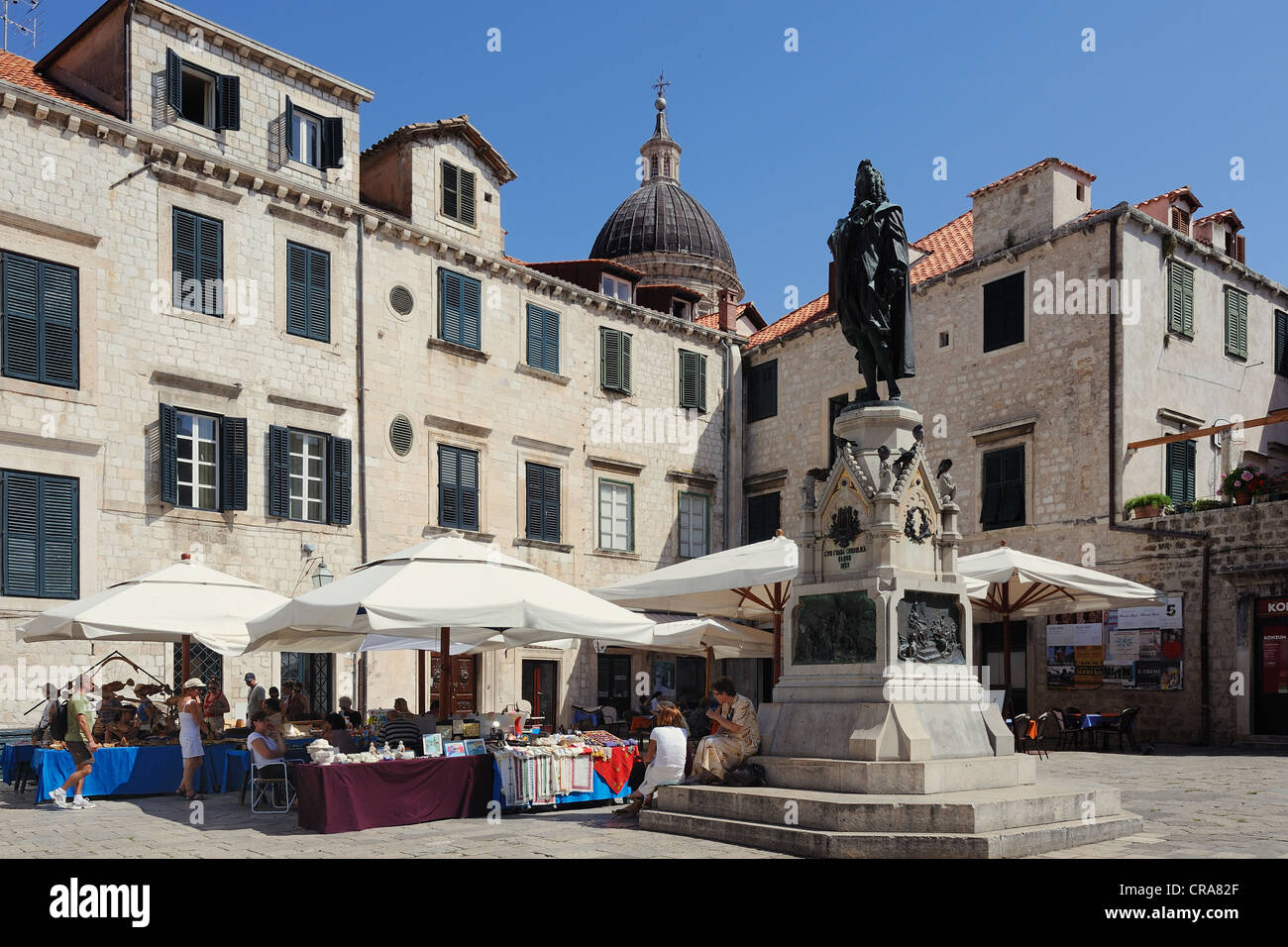 Poljana Gunduliceva square in Dubrovnik city, Croatia, Europe Stock ...