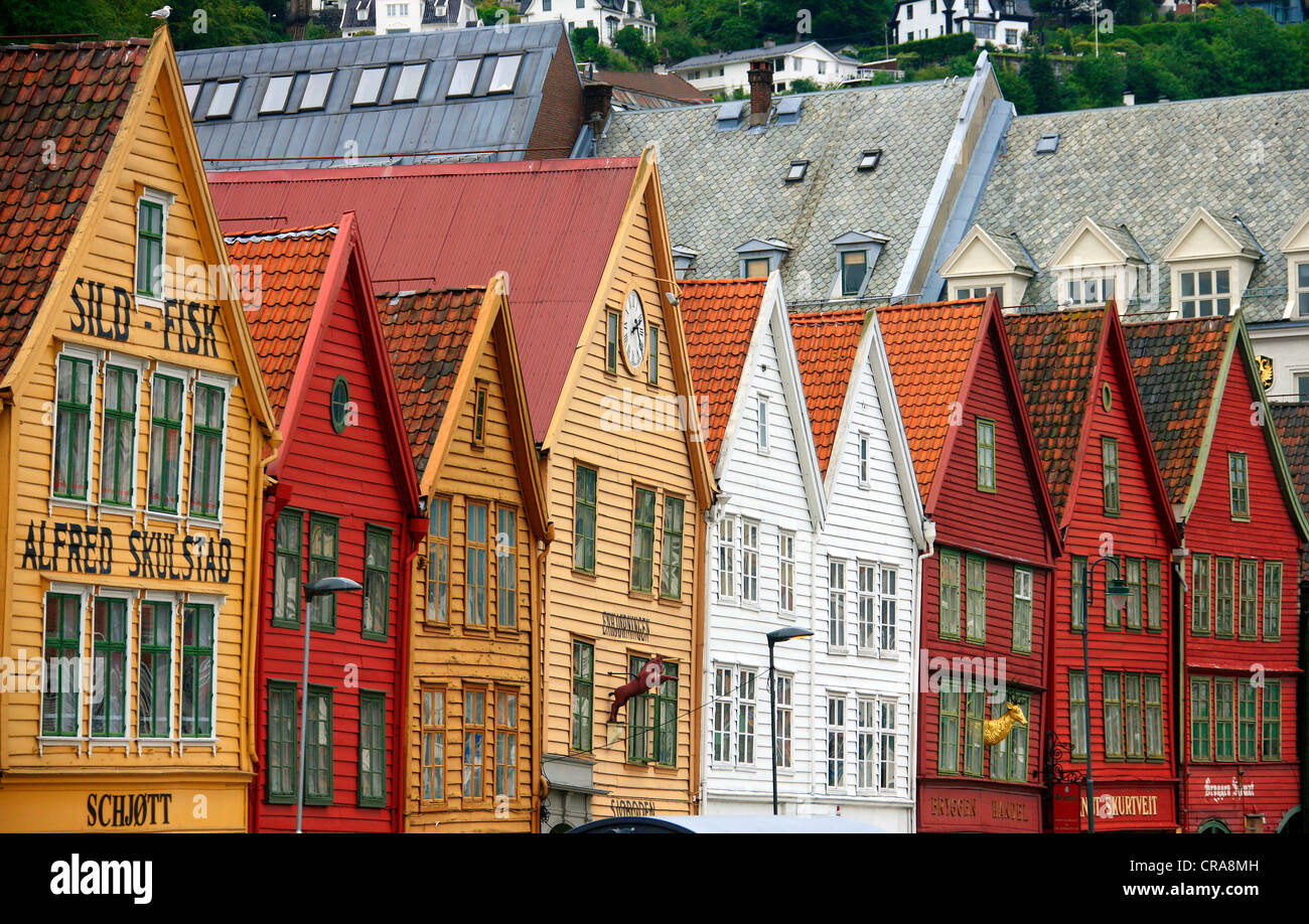Wooden houses, Bryggen, historic district of Bergen, Unesco World ...