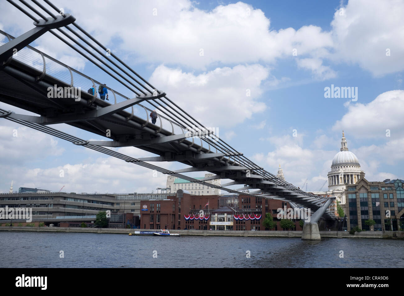 London Millennium Footbridge and St Paul's from The Thames -1 Stock ...