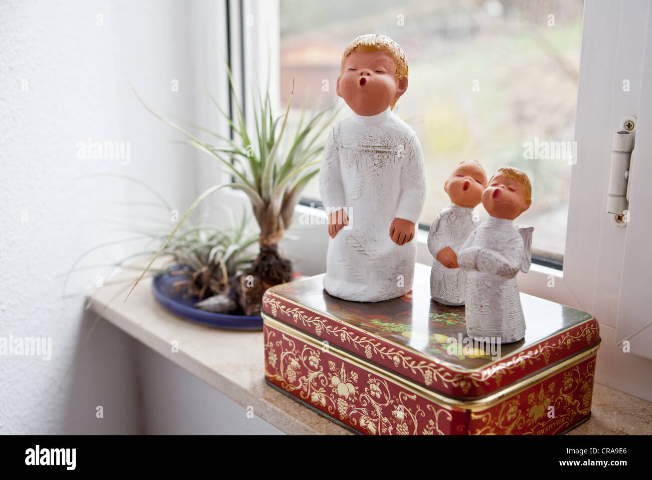 Angels made of clay, window decorations, Advent Stock Photo - Alamy