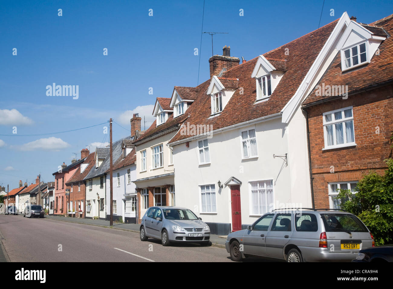 Historic village housing back Street Mendlesham, Suffolk, England Stock ...