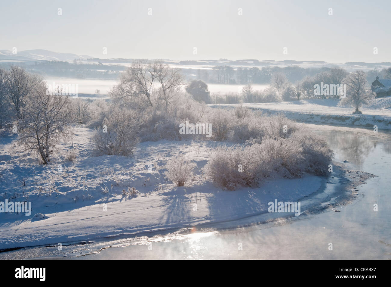 Aerial view of snowy landscape Stock Photo - Alamy