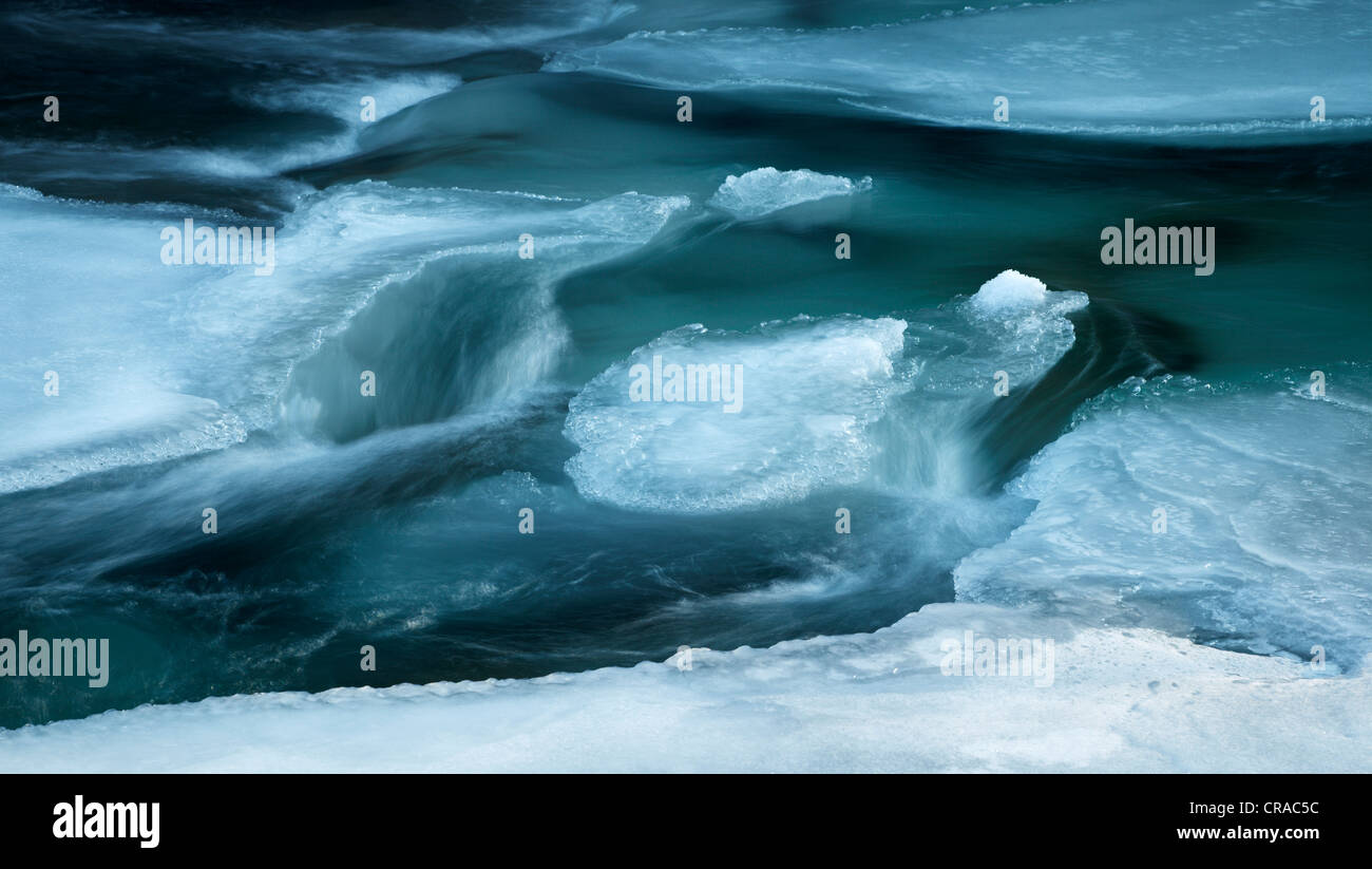 Icy Argen river in Eistobel gorge, Maierhoefen, Bavaria, Germany ...
