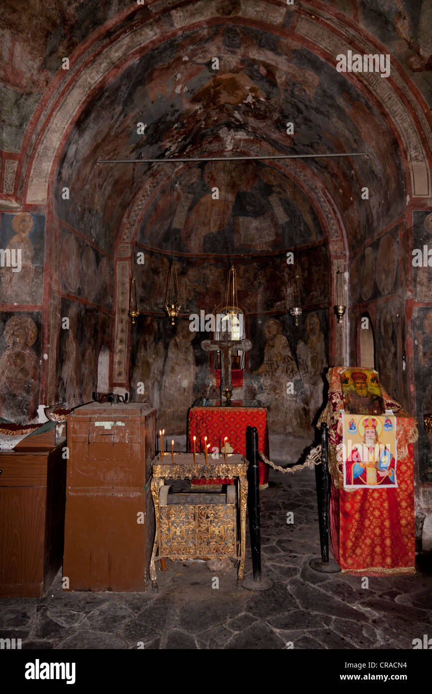Interior view, Agios Nikolaos Fountokli, medieval monastery church ...