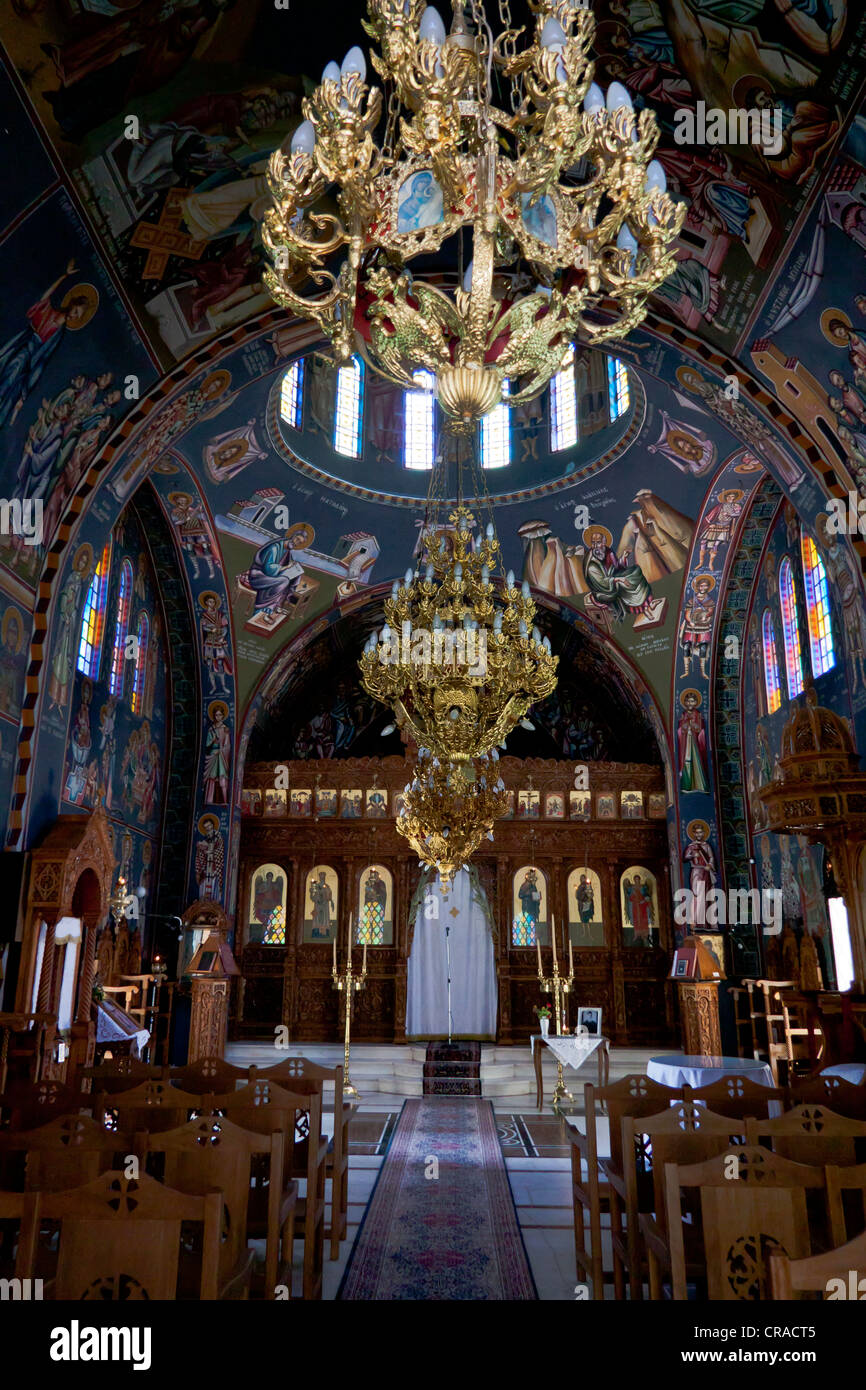 Interior view, Saint Nectarius church near Archipolis, Rhodes, Greece ...