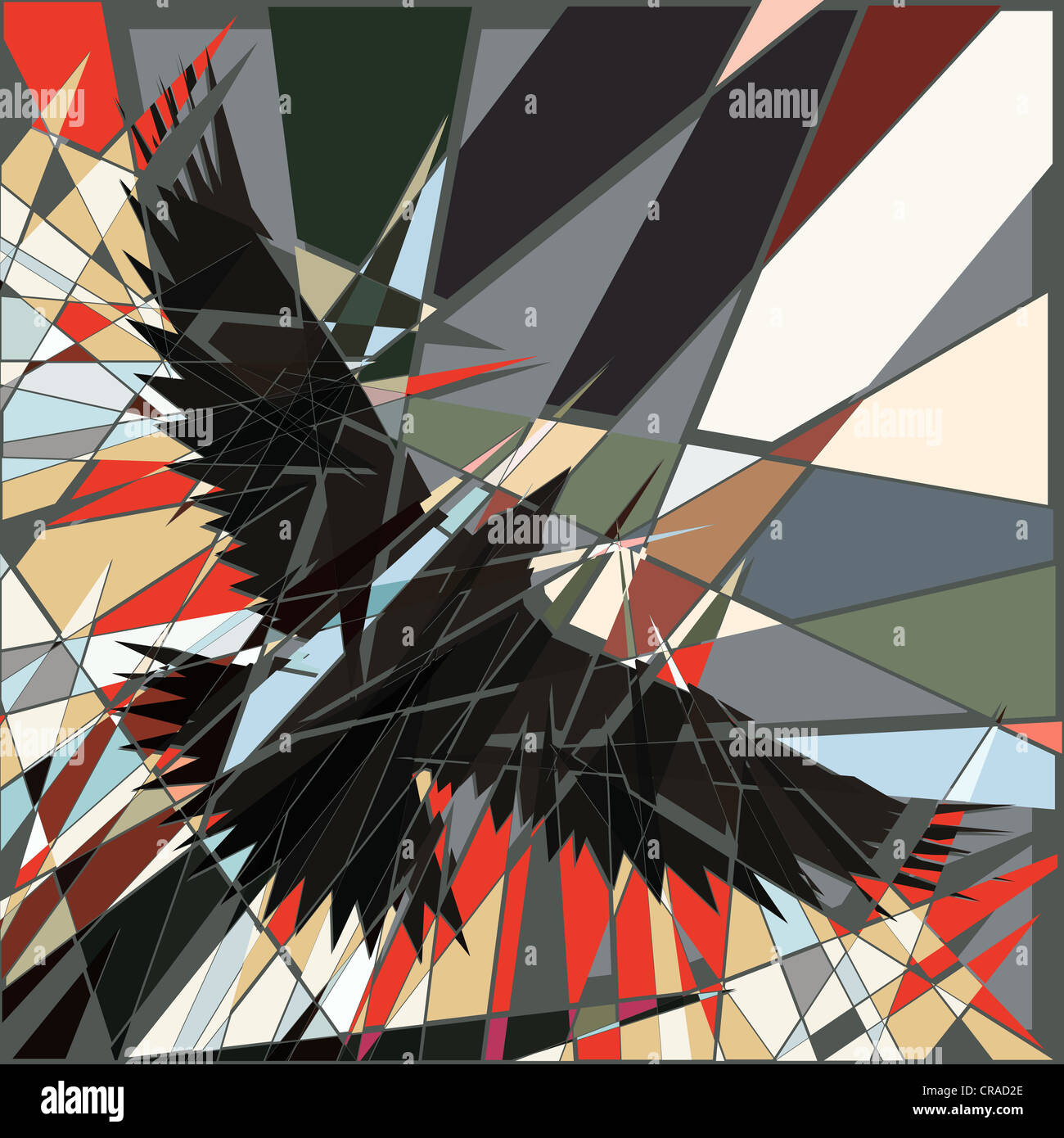 Abstract illustrated shattered design of a bird flying Stock Photo - Alamy
