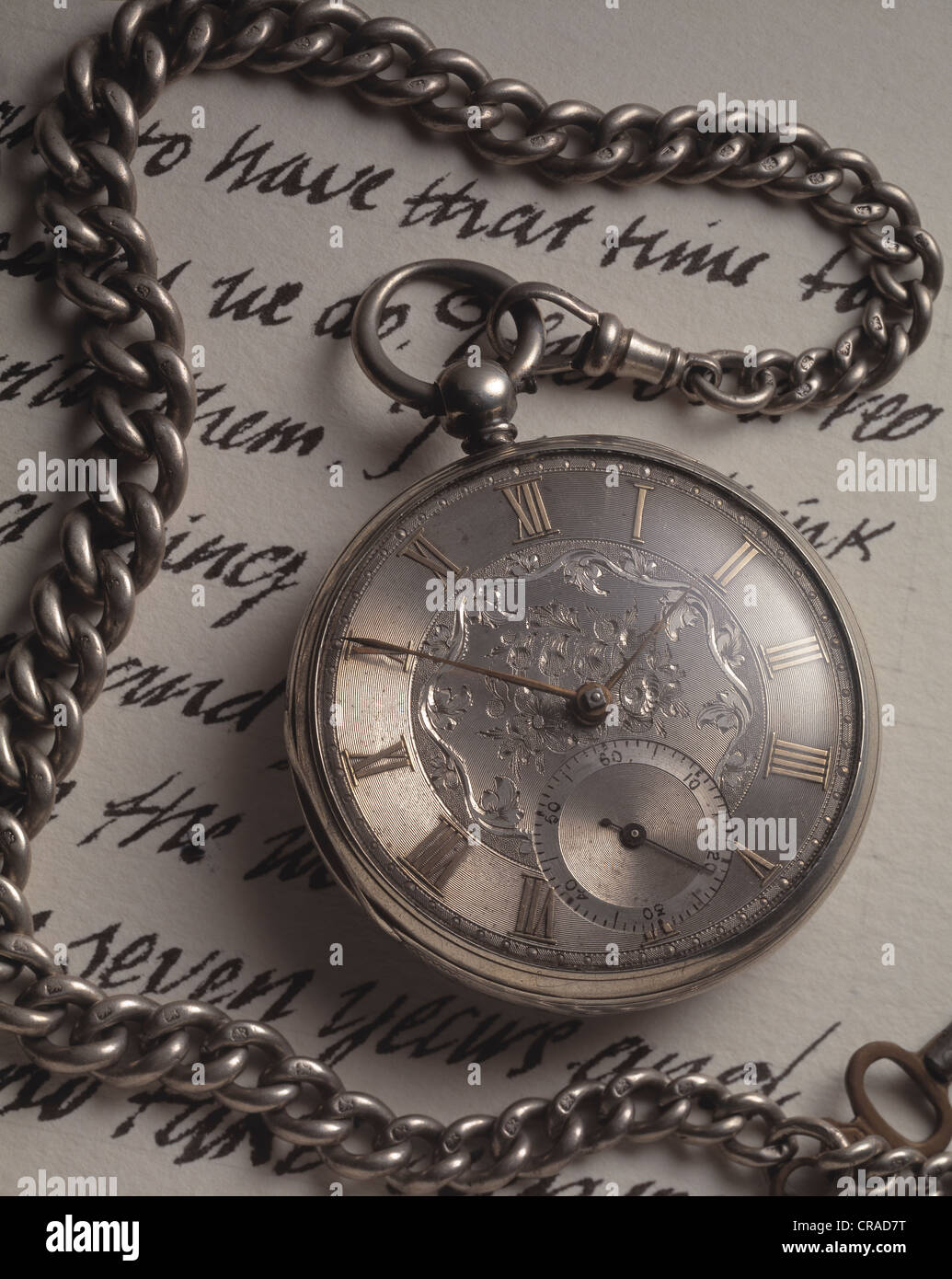 Antique silver watch on hand written manuscript Stock Photo - Alamy