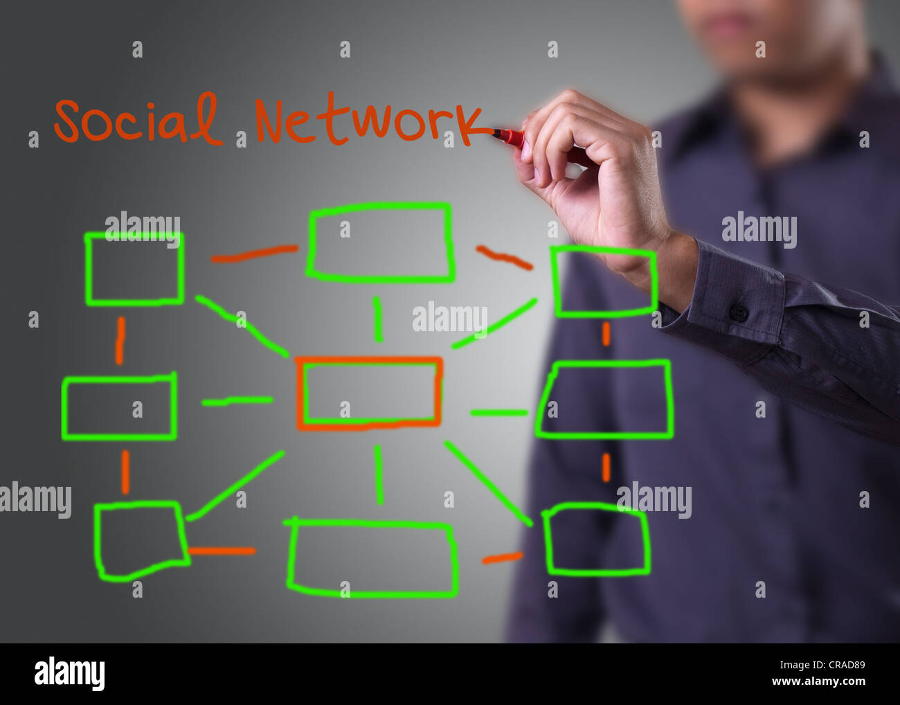 drawing social network structure in a whiteboard Stock Photo - Alamy