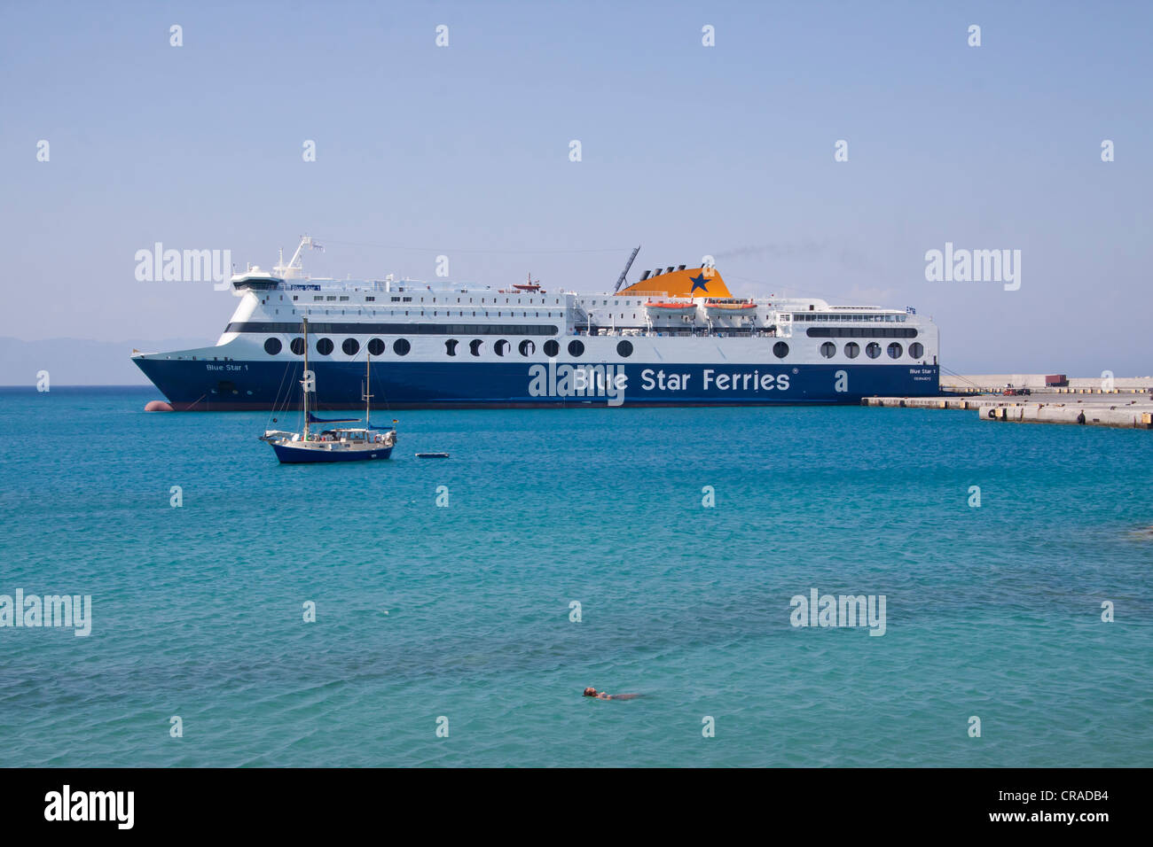 Ship, port, city of Rhodes, Rhodos, Greece, Europe Stock Photo - Alamy