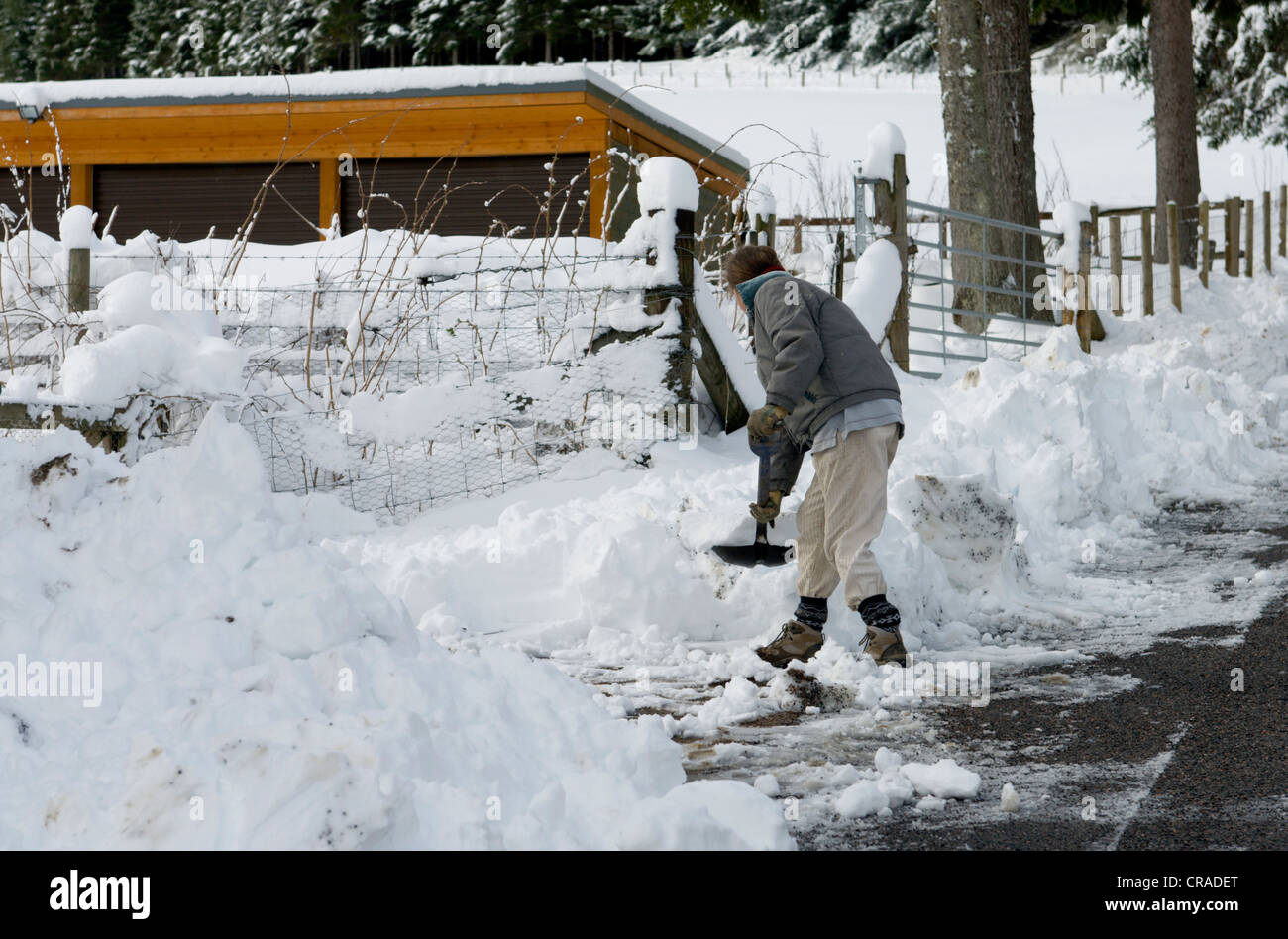 Female clearing snow hi-res stock photography and images - Alamy