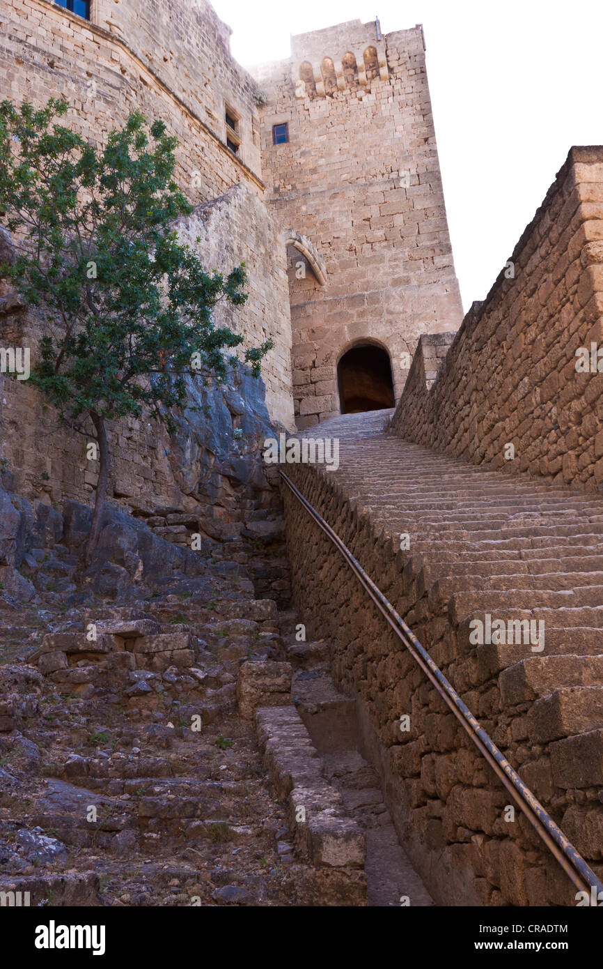 Stairs, Acropolis of Lindos, Rhodes, Greece, Europe Stock Photo - Alamy
